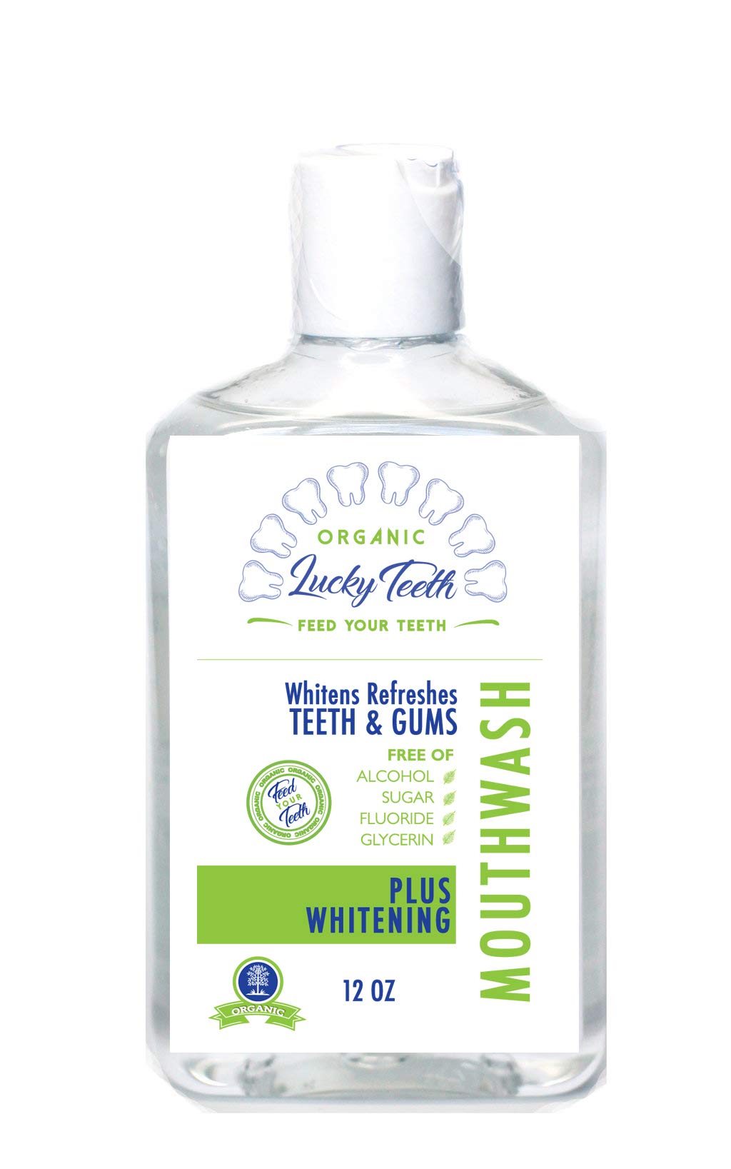 Lucky Teeth Organic Food Grade Peroxide MouthWash - Plus WHITENING - Whitens, Refreshes. Food Grade Peroxide + Essential Oils. … (1)