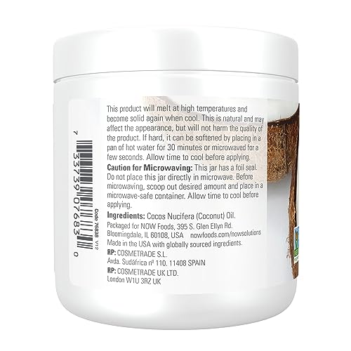 NOW Foods Solutions, Coconut Oil, Naturally Revitalizing for Skin and Hair, Conditioning Moisturizer, 7-Ounce