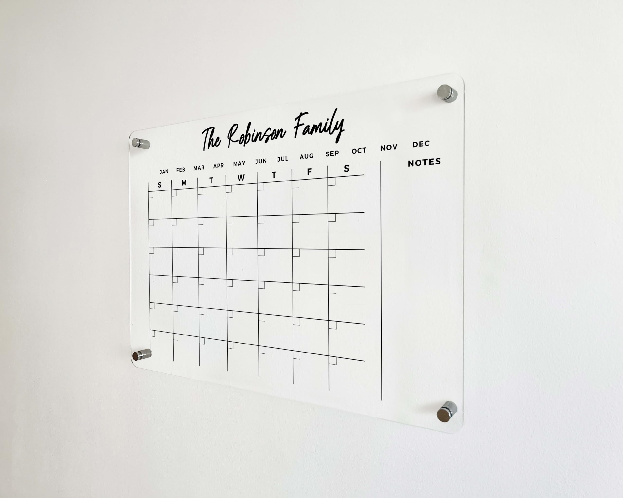 Acrylic Family Planner Wall Calendar - Personalized Calendar 2024, Dry Erase Calendar, Custom Text Blank Calendar, Transparent Calendar (18"x14", Standard Package)