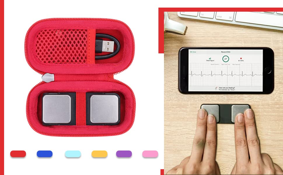 Khanka Hard Case Replacement for AliveCor Kardia Mobile ECG/KardiaMobile 6L EKG (Red)