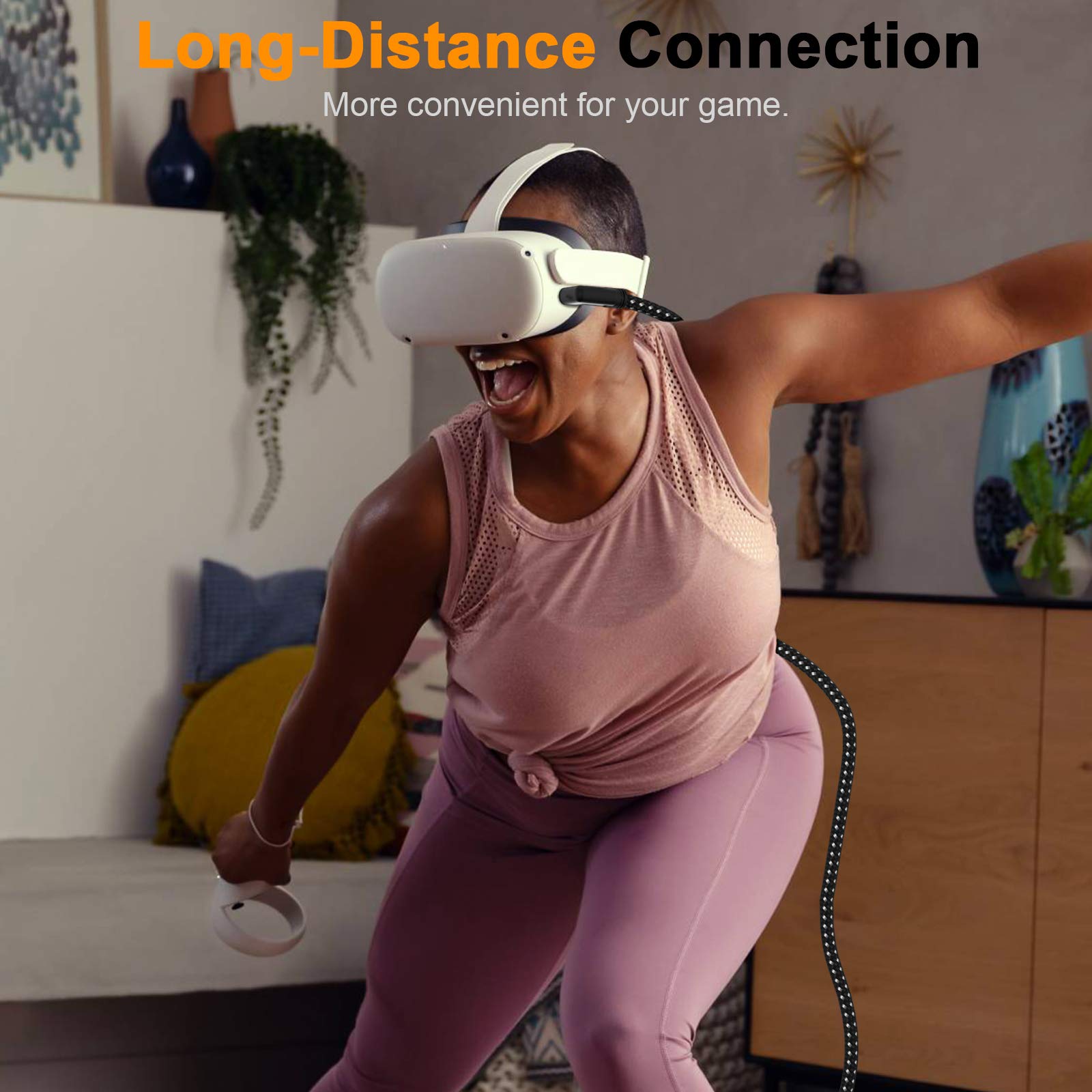 Compatible with Oculus Quest 2 Link Cable, Fast Charging&High Speed Data Transfer, Durable Nylon Braided, USB A to USB C 3.2 Gen1 Cord for VR Headset and Gaming PC (10FT/3M)