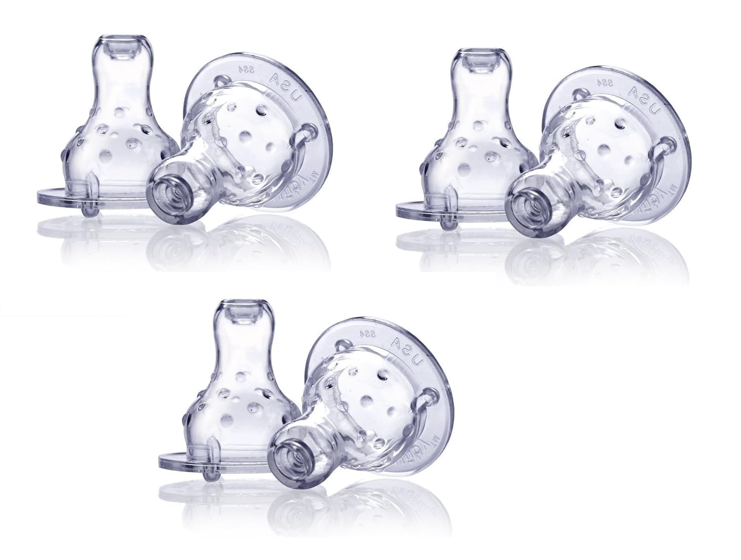 Nuby 6-Pack Standard Neck Vari-Flo Non-Drip Silicone Nipples