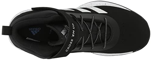 adidas Cross Em Up 5 Basketball Shoe, Black/Silver Metallic/White, 6 Wide US Unisex Big_Kid
