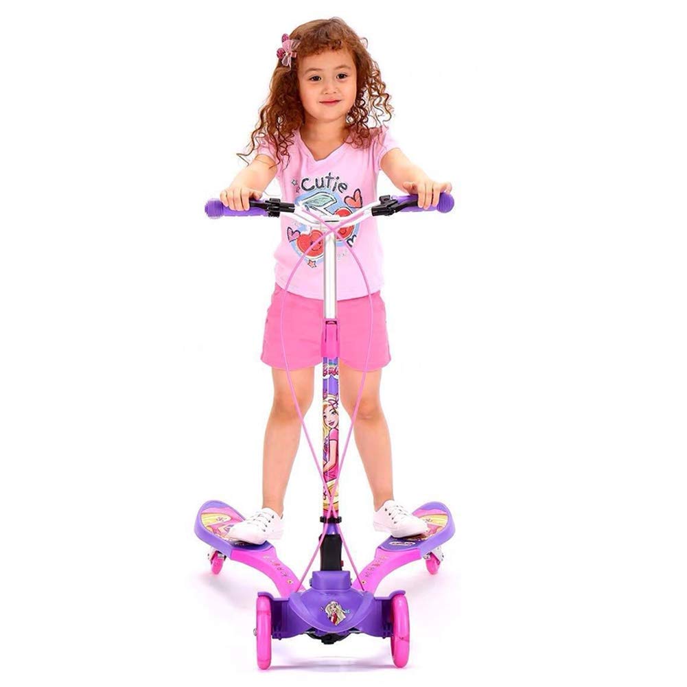 ygqtbc Swing Scooter Foldable Wiggle Kick Scooters Self Propelling Speeder Outdoor Sports with Height Adjustable Handlebar for Boys/Girl/Kids (Color : Purple)