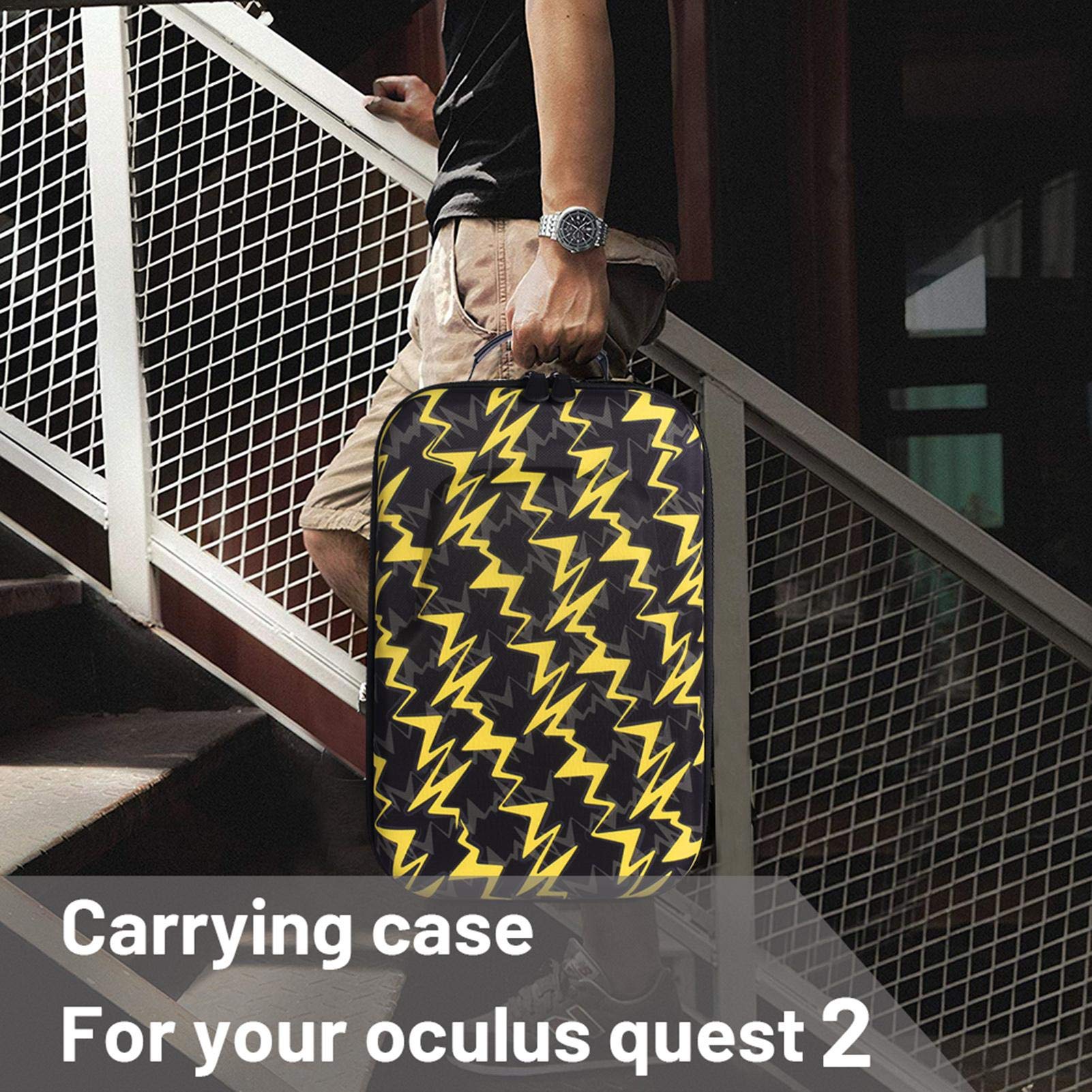 Aicheng Hard Case for Oculus Quest & Quest 2, or Quest VR Gaming Headset Elite Strap and Controllers Accessories Carrying Bag, Travel Case Protective Cover Storage Bag