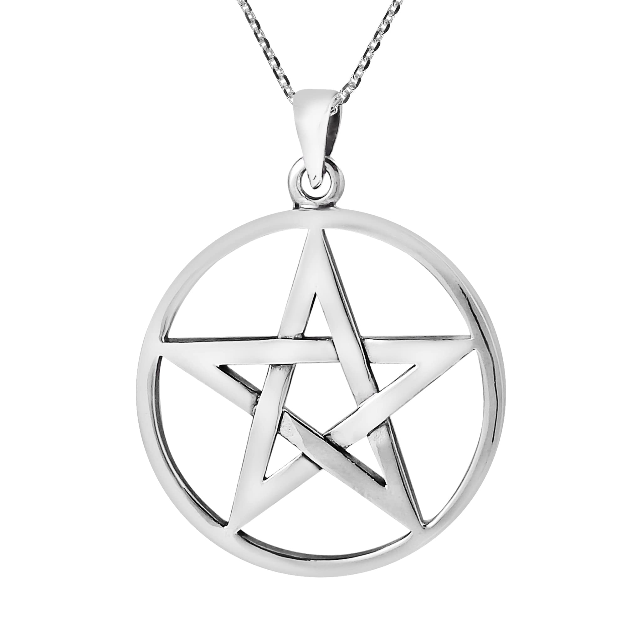 AeraVida Unisex Ancient Cool Mystical Star Pentagram Casual Accessory .925 Sterling Silver Pendant Necklace