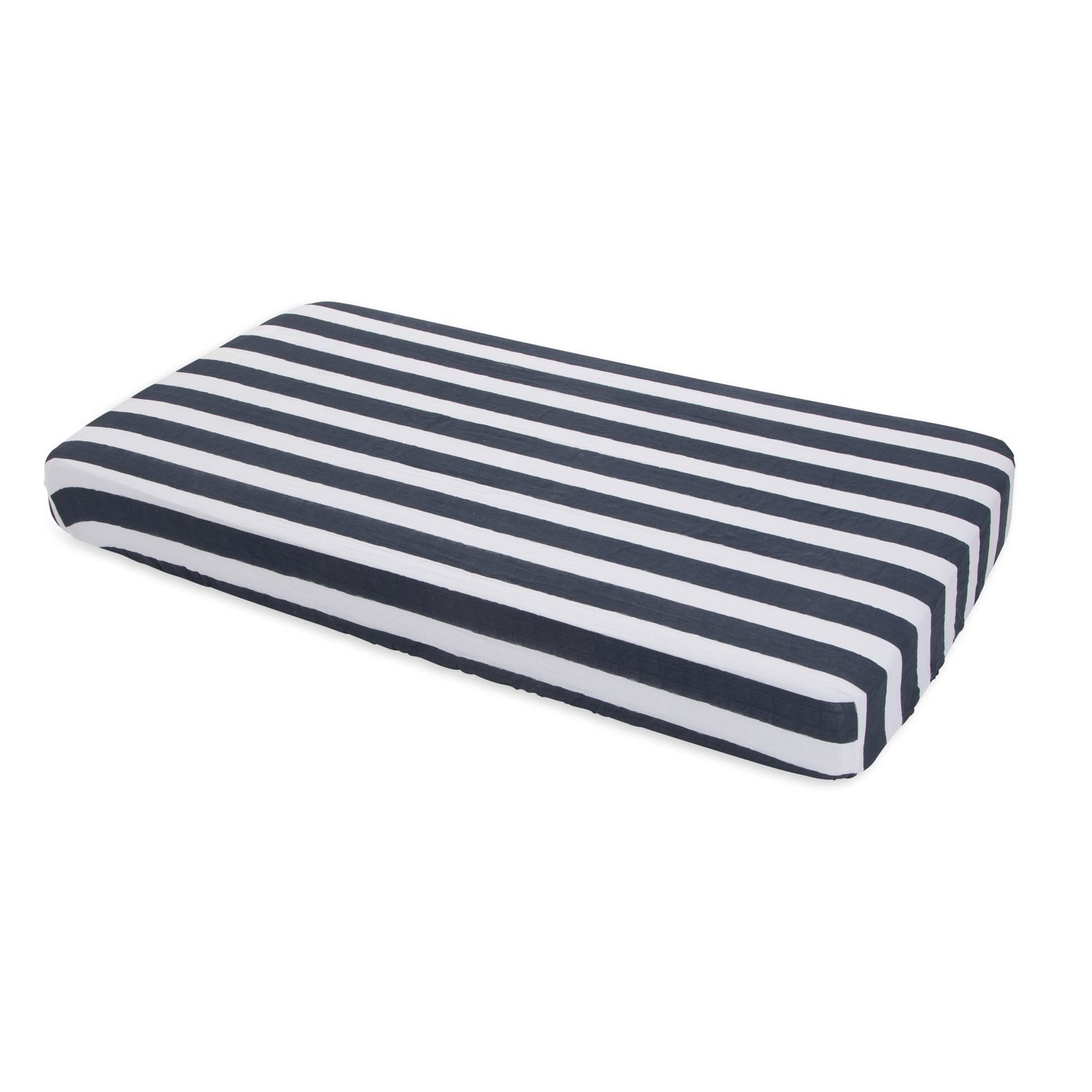 Little Unicorn Cotton Muslin Fitted Sheet - Navy Stripe