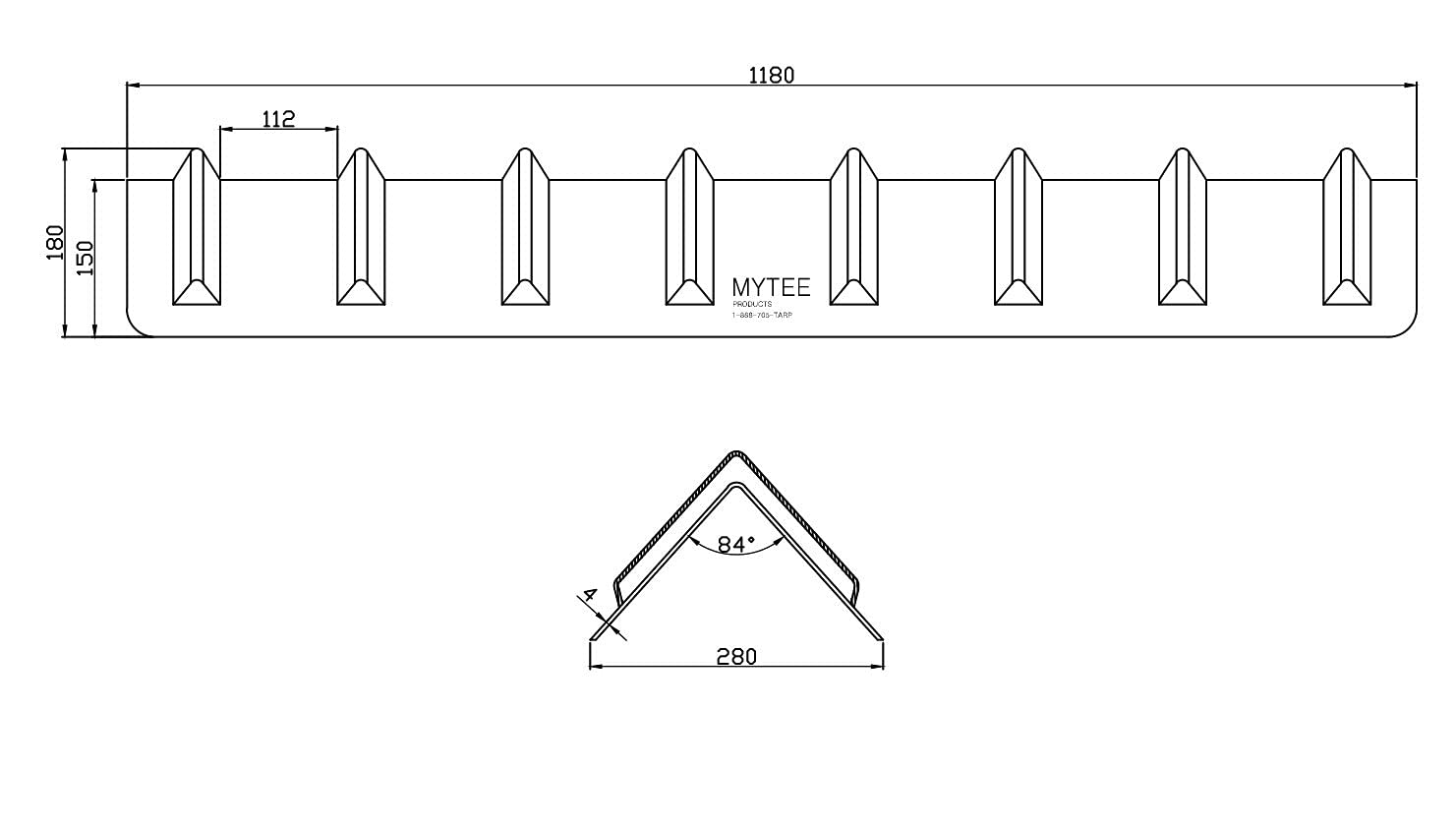 Mytee Products Blue Corner Protector V Shaped/V Edge Guard - 8" x 8" x 48" Inches