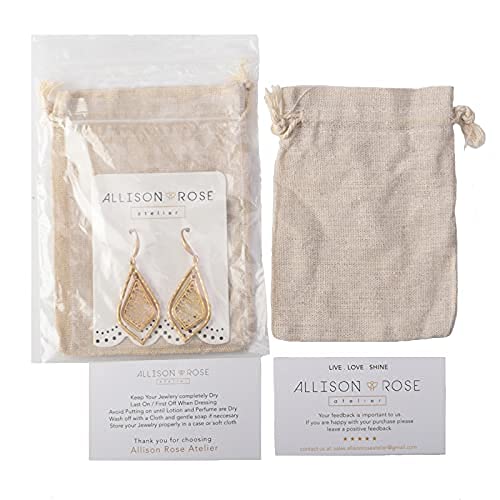 ALLISON ROSE ATELIER β Women's Boho Dangle Earrings β Worn Gold Plating with Filigree Design Medallion in a Chandelier Shape β 2.36β Length. Lightweight Bohemian Dangle Earrings for Women