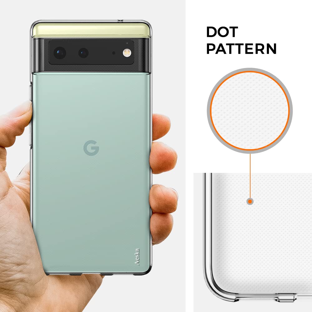 Aeska Clear for Google Pixel 6 Case, [Not for Google Pixel 6 Pro] Slim Thin Flexible Clear TPU [Scratch-Resistant] Gel Rubber Soft Silicone Protective Phone Case Cover for Google Pixel 6 (Clear)