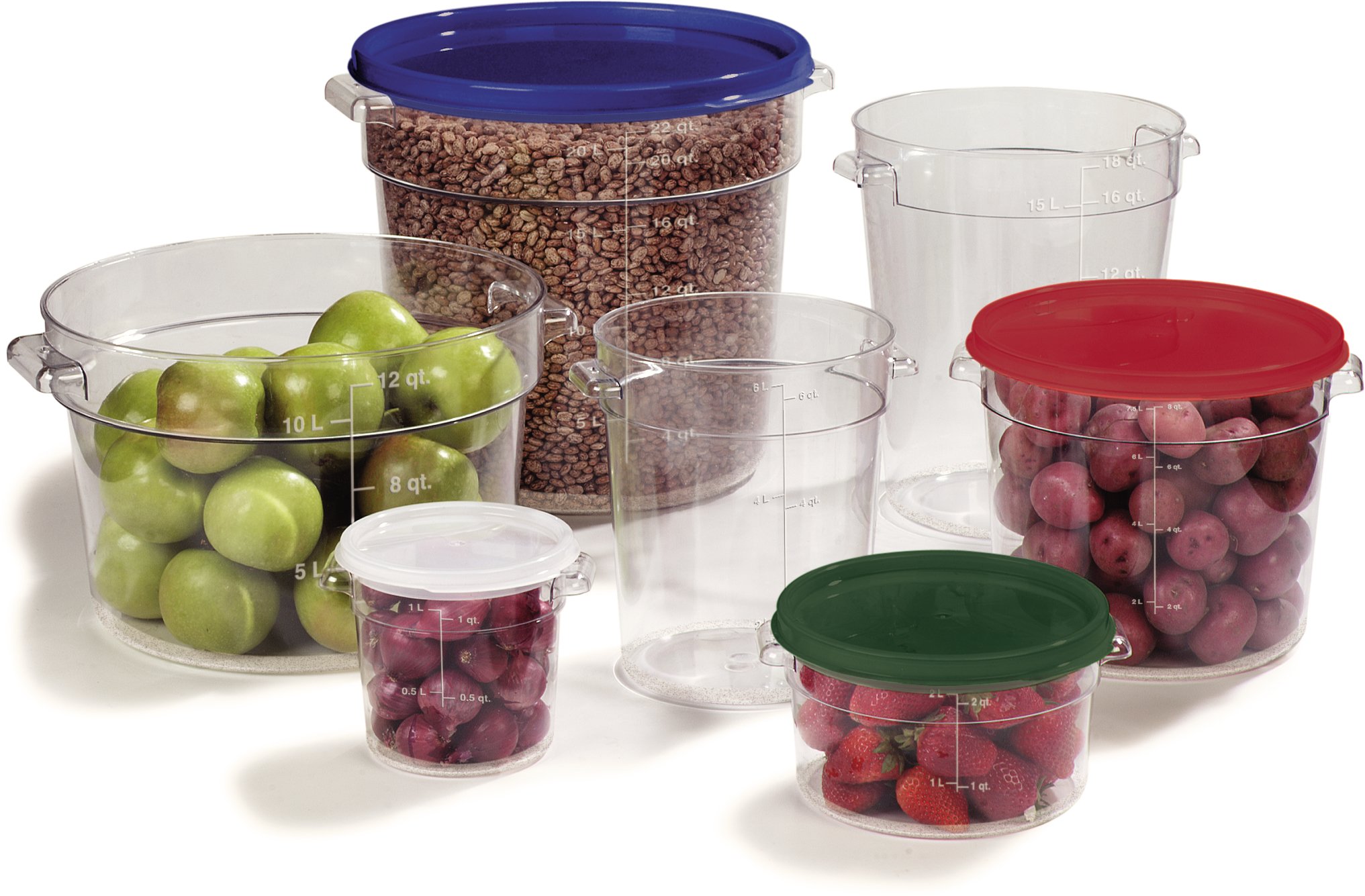 Carlisle FoodService Products Storplus Round Food Storage Container Lid with Stackable Design for Catering, Buffets, Restaurants, Polypropylene (Pp), 6 To 8 Quarts, Red, (Pack of 12)