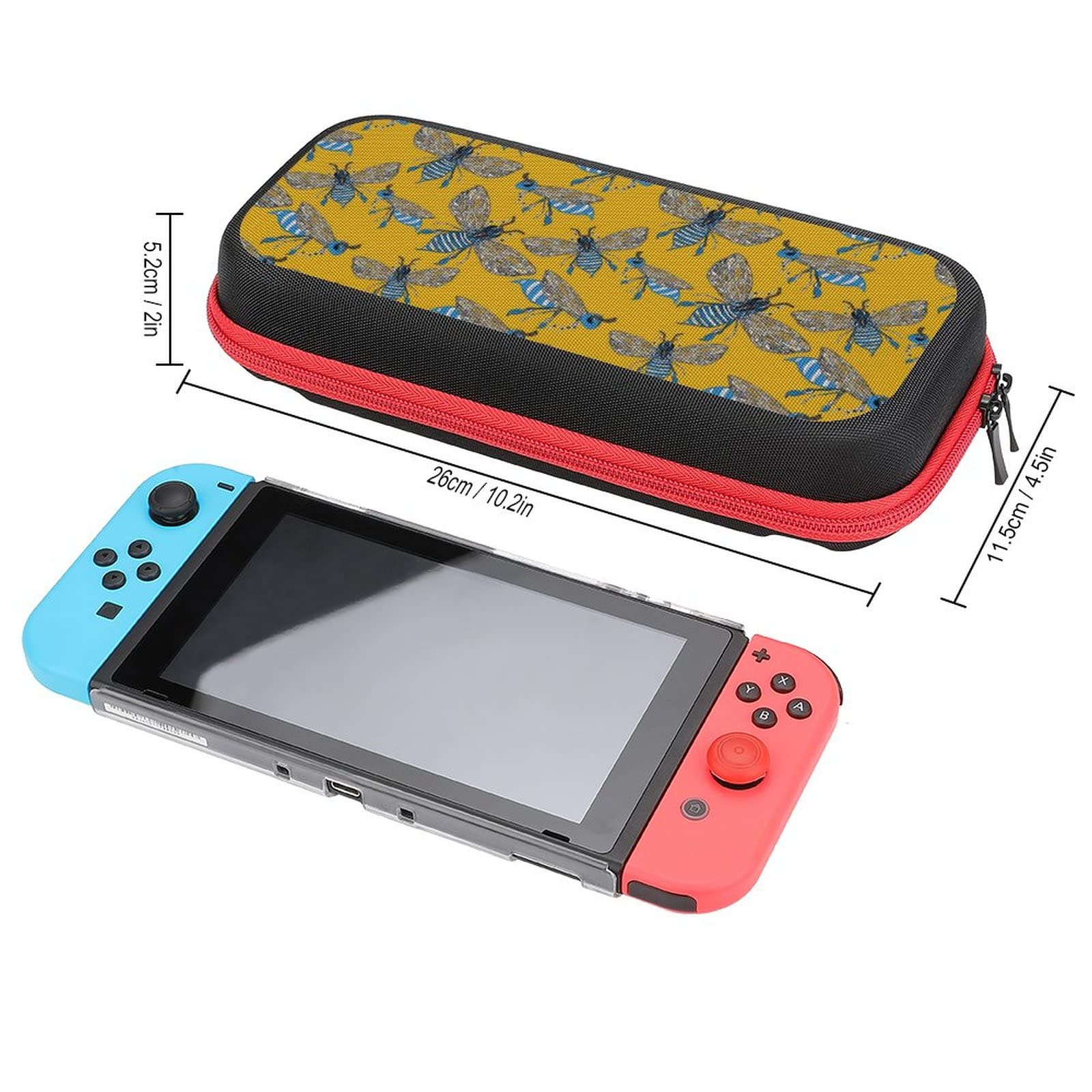 FunnyStar Fashion Bees Carrying Case Protective Shell Handbag for Nintendo Switch with 20 Game Card Bag