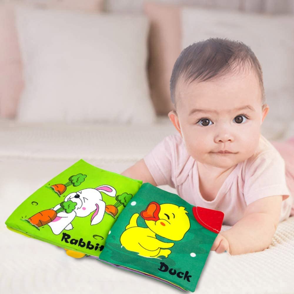 Baby Books Toys Touch and Feel Crinkle Cloth Books with Teether Toy Fabric Book Activity Book Sensory Book Busy Book Farmer…