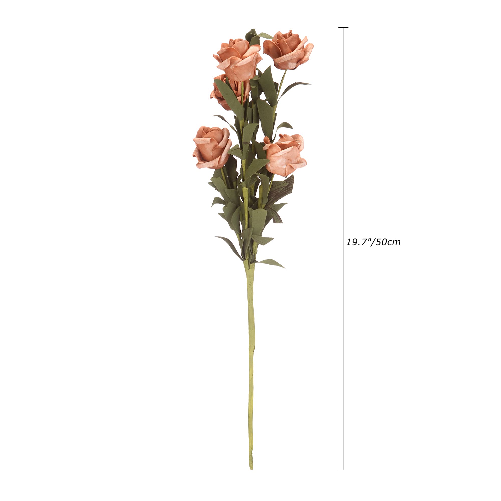 Folora 6 PCs Lifelike Artificial Rose Flowers with Stem, Flower Arrangement DIY Decoration Bouquet for Wedding Home Garden Decoration, 19 Inches