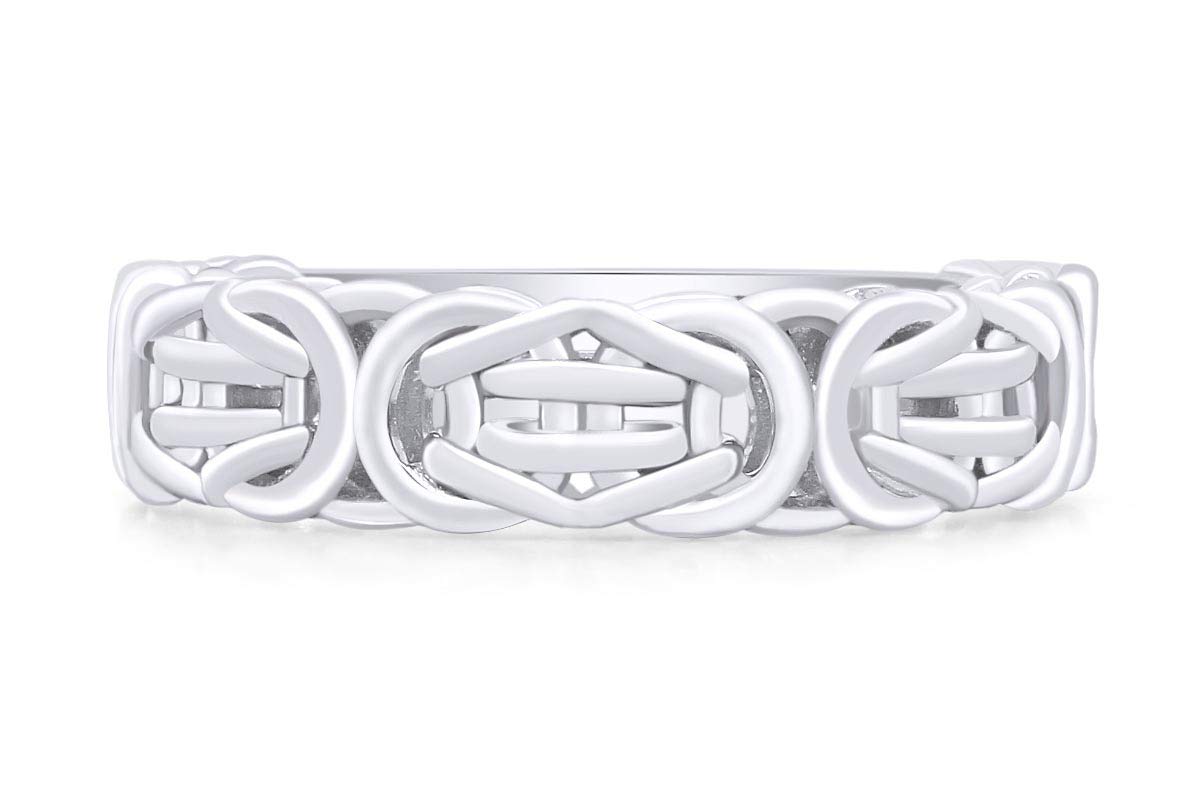 AFFY 14k White Gold Over Sterling Silver Byzantine Ring Jewelry For Engagement Wedding Anniversary Ring Size-7