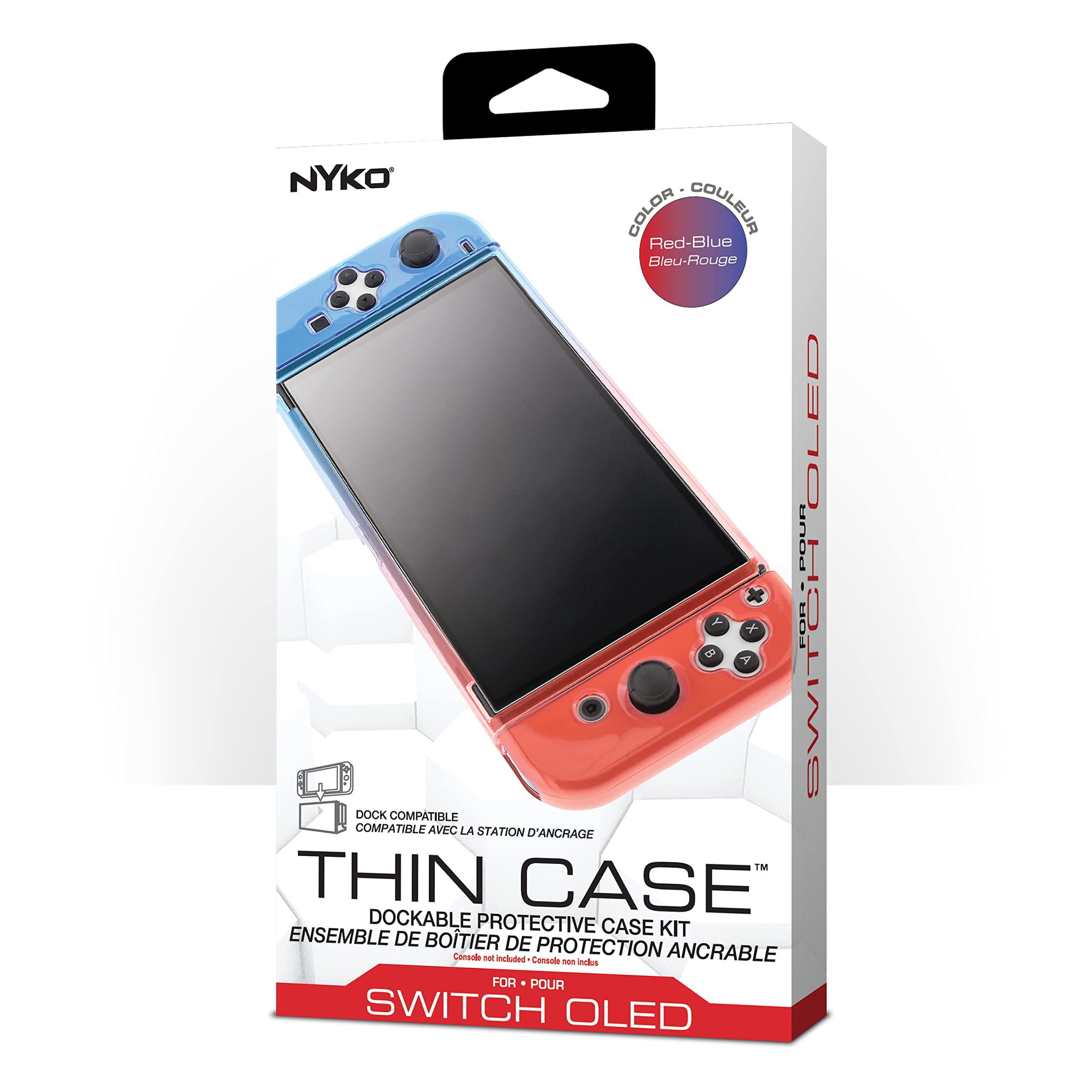 Nyko | Dockable, thin OLED Protective Hard Portable Travel Carry Shell Case for Nintendo Switch OLED (Red & Blue)