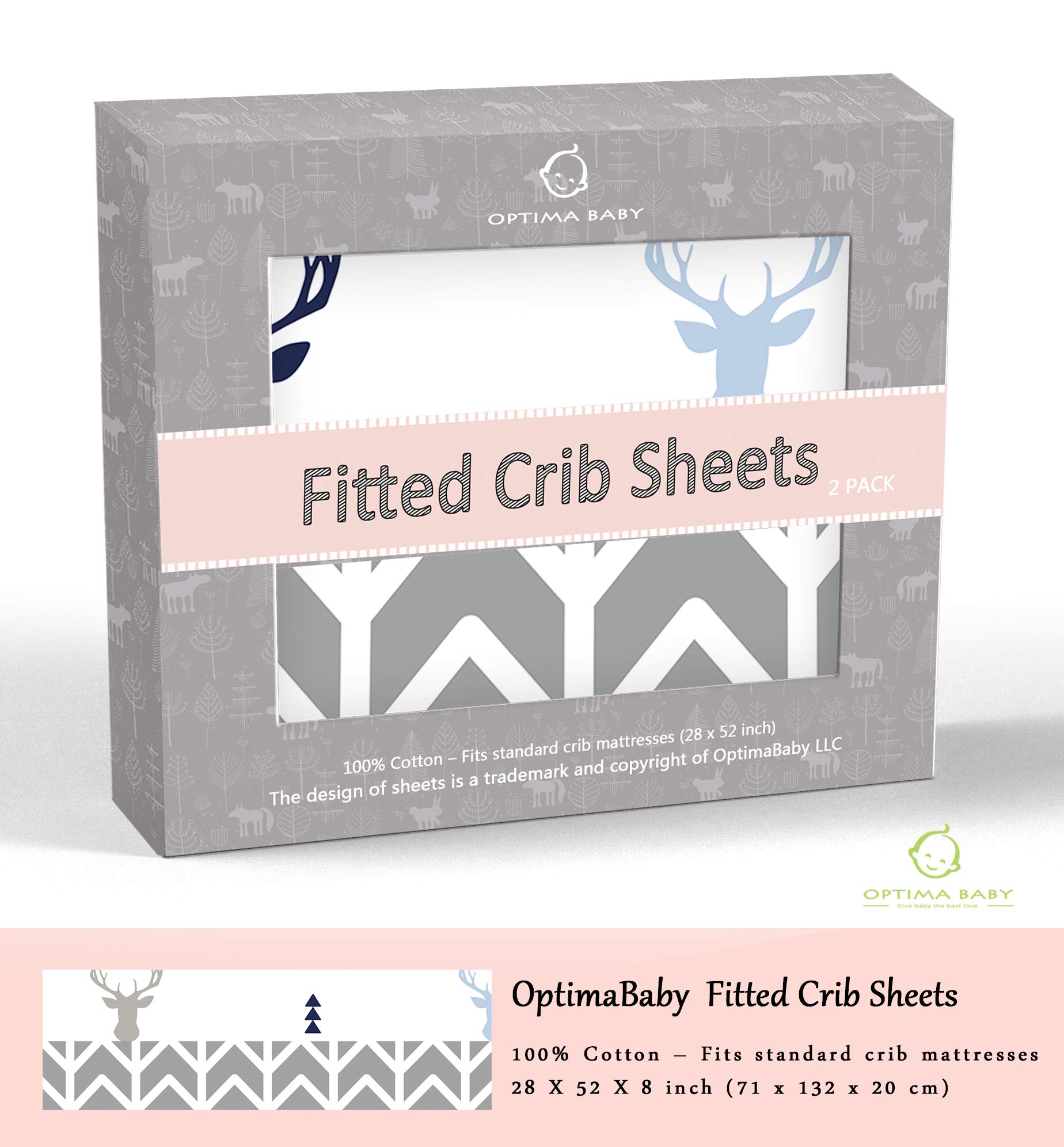 OptimaBaby Woodland Crib Sheets, Deer Fitted, 2 Count