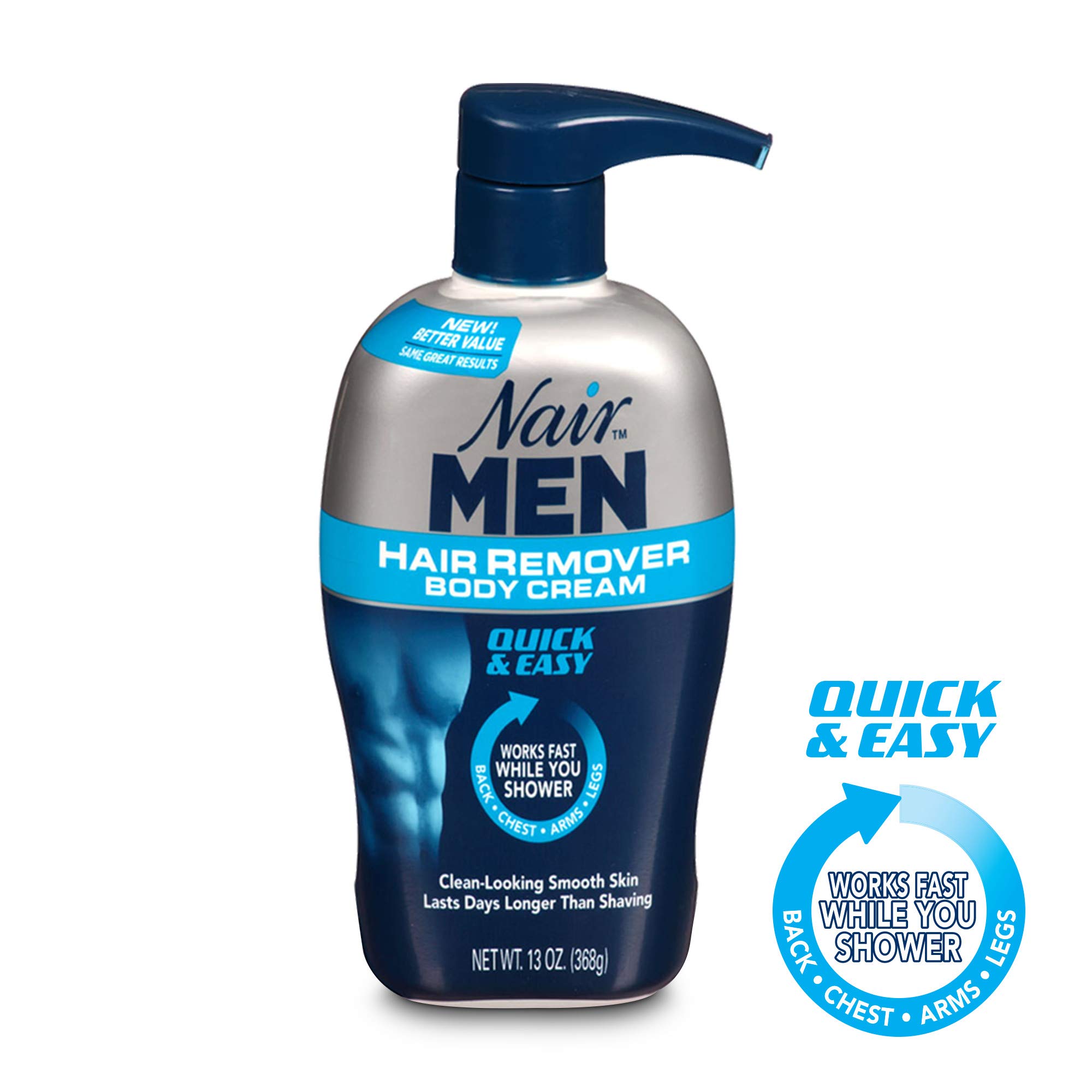 Nair Men's Hair Removal Cream, Body Hair Remover for Men, 13 Oz Bottle