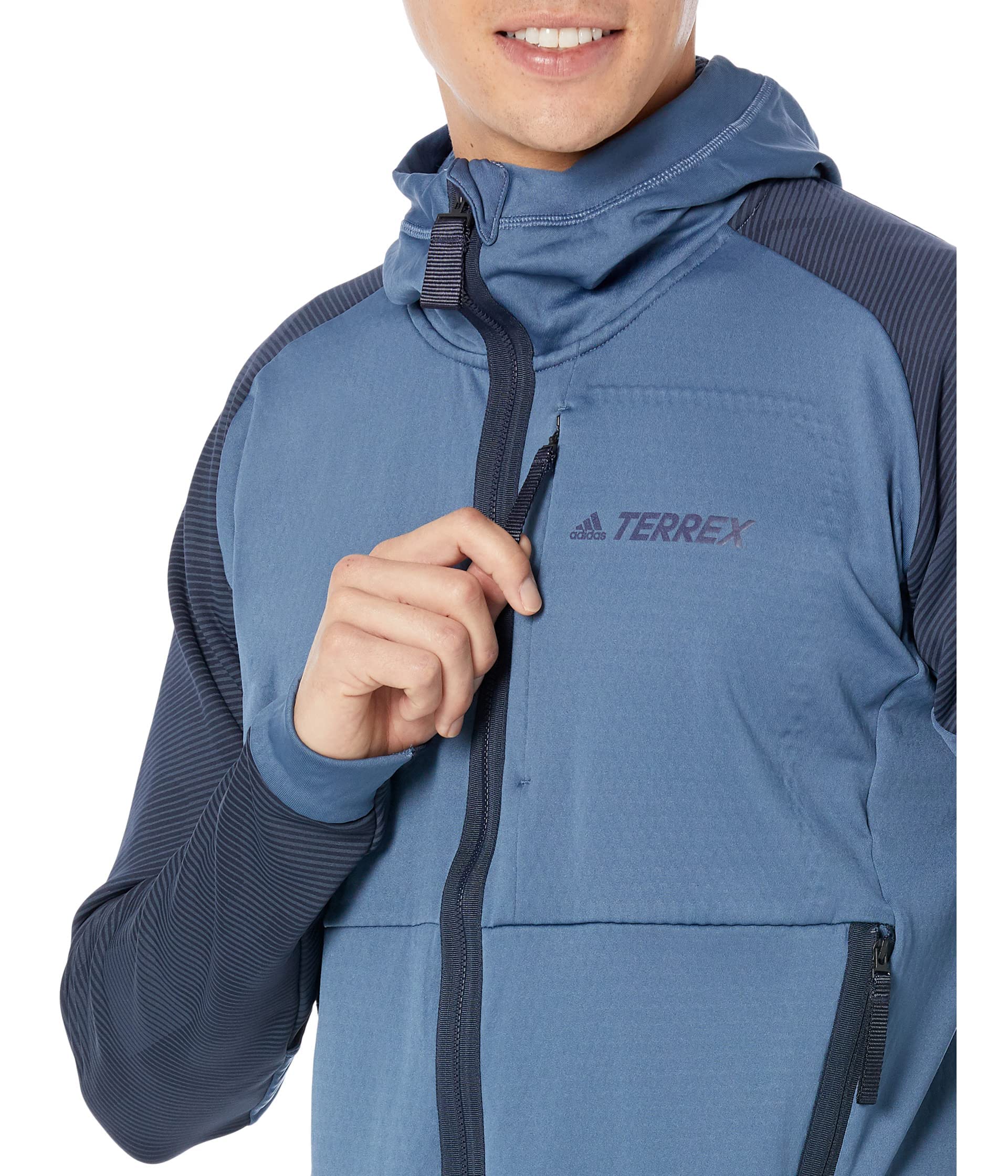 adidas TERREX Tech Fleece Hooded Hiking Fleece Jacket Men's, Blue, Size M