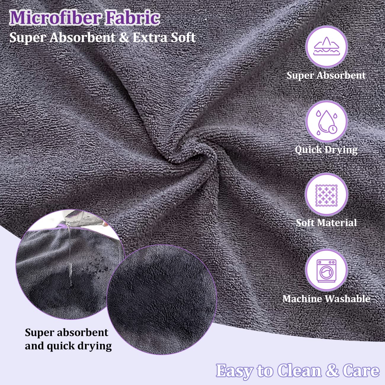 Dog Drying Coat Bathrobe Towel,Microfibre Material Fast Drying Super Absorbent Dog Bath Robe, Pet Quick Drying Moisture Absorbing with Adjustable Collar and Waist
