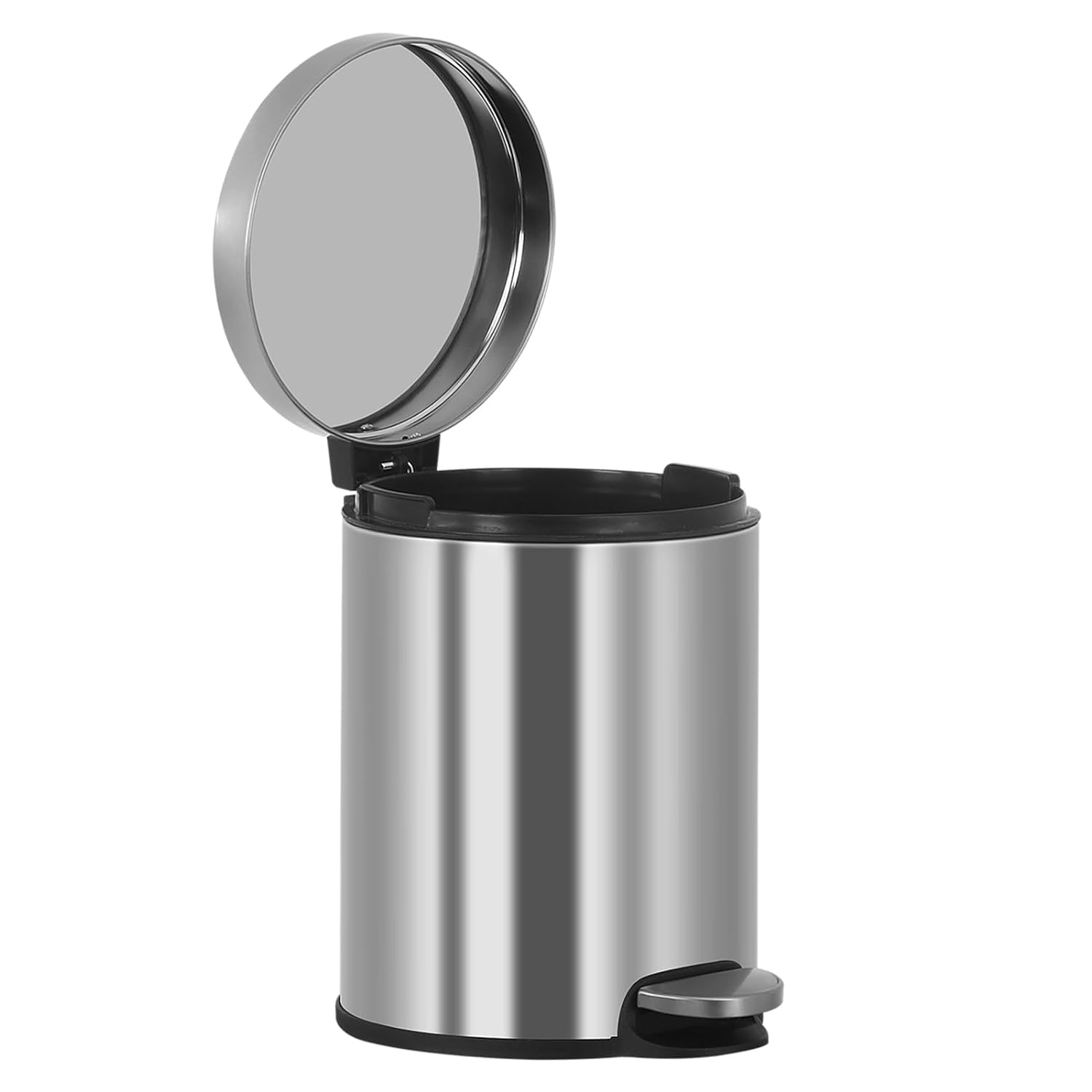 Bigacc Trash Can, Mini Stainless Steel 6 Liter/1.6 Gallon Bathroom Trash Can Step Garbage Can Round Trash can with Lid w/Removable Inner Bucket Waste Basket for Bathroom Kitchen Office