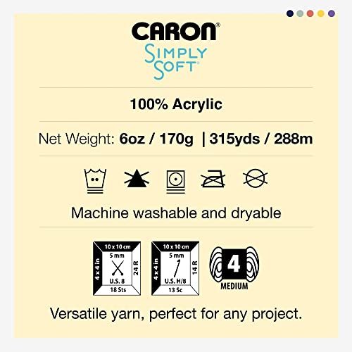 Caron Simply Soft Yarn, 3oz, Gauge 4 Medium Worsted, 100% Acrylic - Autumn Red - Machine Wash & Dry, Black, 3-Pack