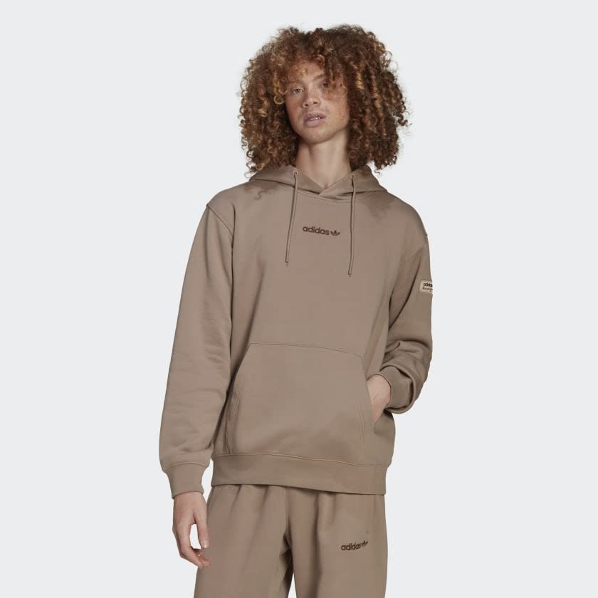 adidas Trefoil Linear Hoodie Men's, Brown, Size M