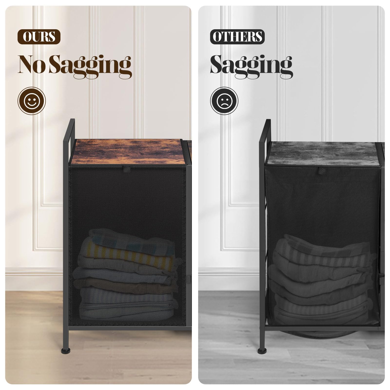 Laundry Hamper with Top Shelf, Laundry Basket Organizer with 1 Large Removable Dirty Clothes Bag & 3 Pull-Out Cloth Drawer, Dirty Clothes Hamper Organizer for Laundry Room Bathroom and Dorm