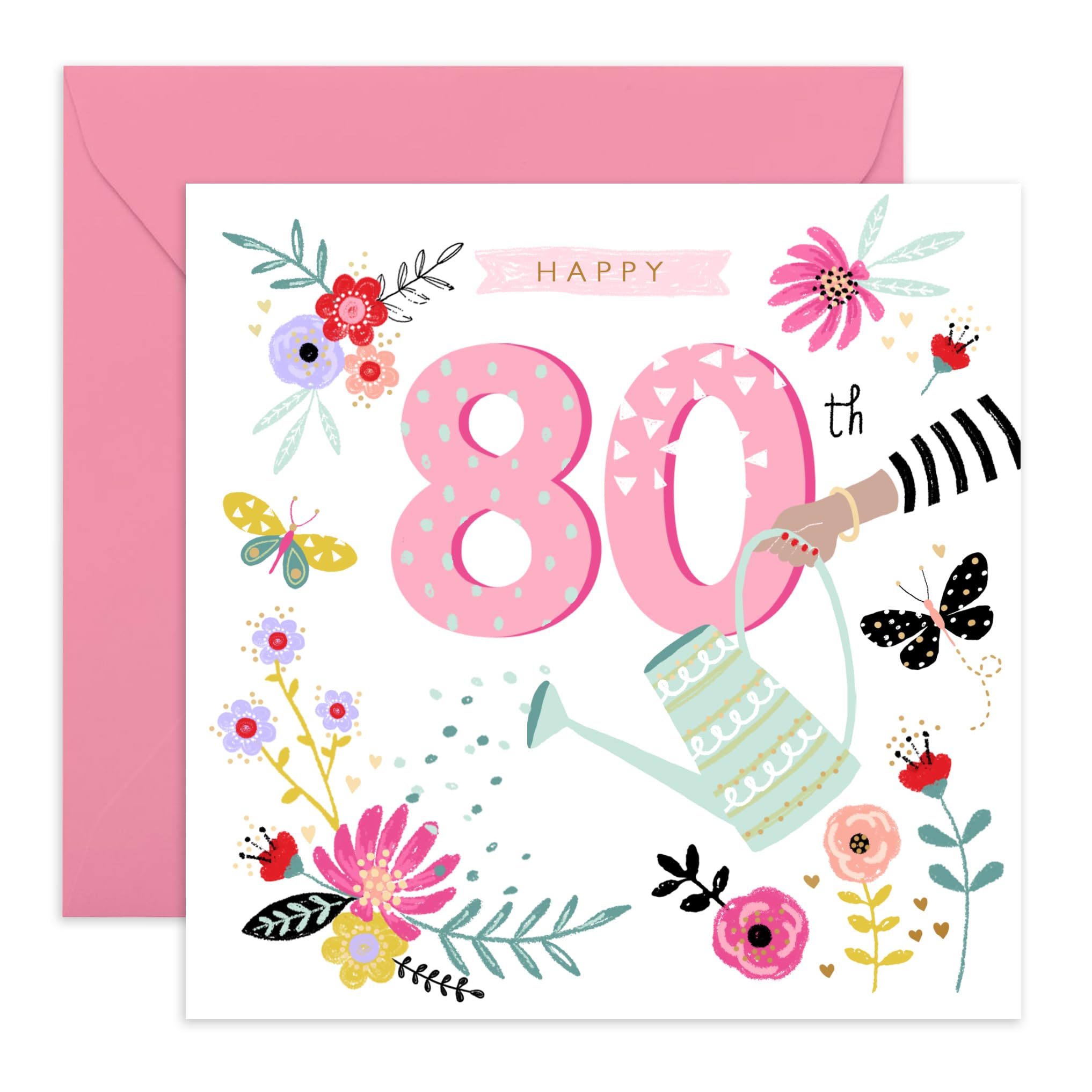 CENTRAL 23 - Cute 80th Birthday Card for Women - 'Happy 80th Birthday ' - Sweet Birthday Card for Her - Fun Birthday Card for Him - Comes with Cute Stickers