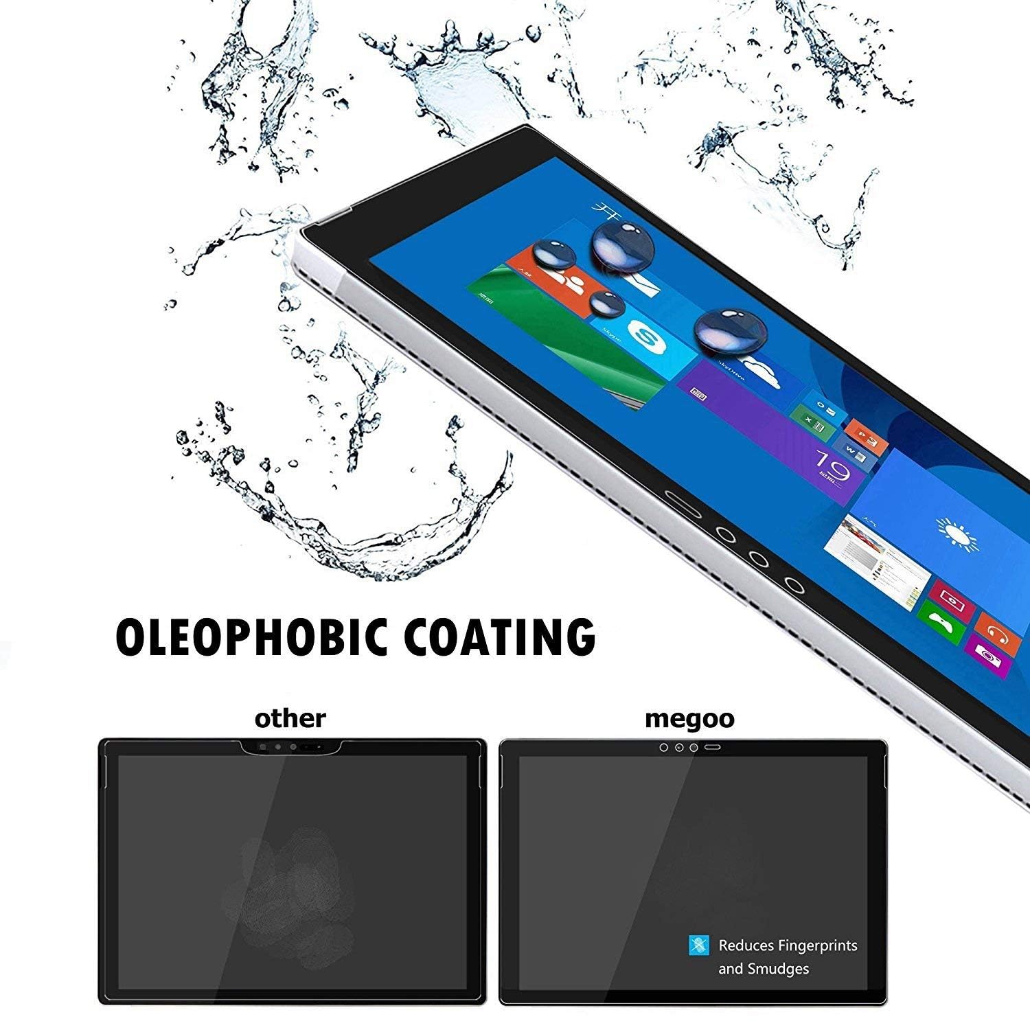 Megoo Screen Protector for Surface Pro 6 12.3 Inch,Tempered Glass/Easy Installation/Scratch resistant, Also Compatible for Microsoft Surface Pro 5 (2017) / Pro 4
