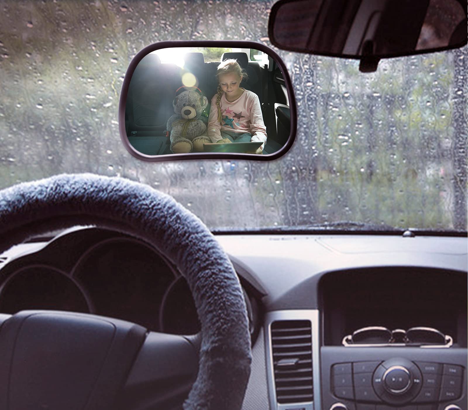 Baby Car Mirror, Baby Car Mirror Rear Facing Car Mirror Baby Rear Facing Seat Suction Cup Adjustable for Inner Front Windshield, Crash Tested and Certified for Safety-1 Clip & 1 Suction Cup
