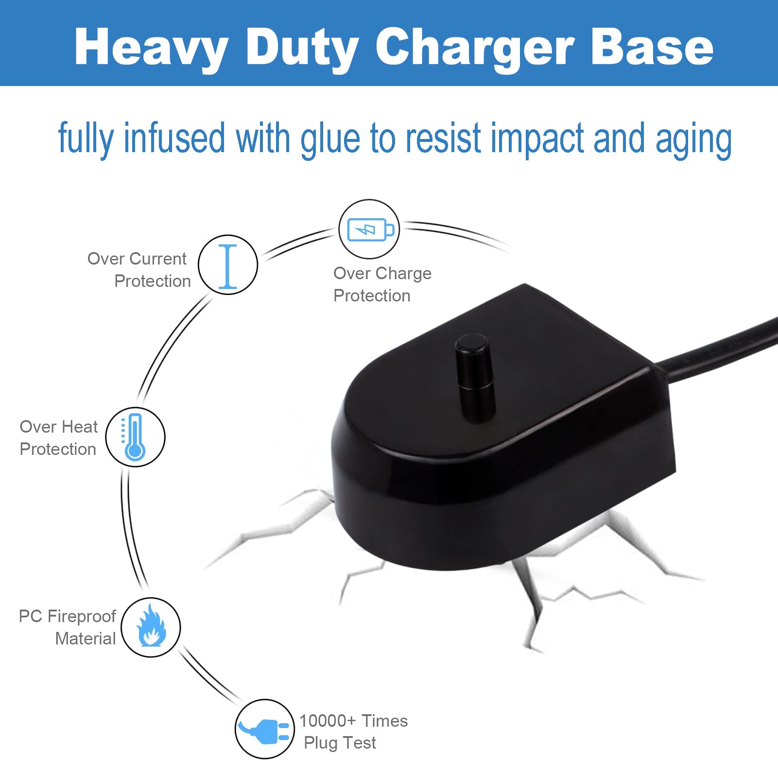 HSYTEK Replacement Electric Toothbrush Charger HX6100 Compatible with Phillips Sonic Care HX4100/HX5100/HX6100, Inductive Charging Base HX3000/HX6000/HX9000, Heavy Duty - Black
