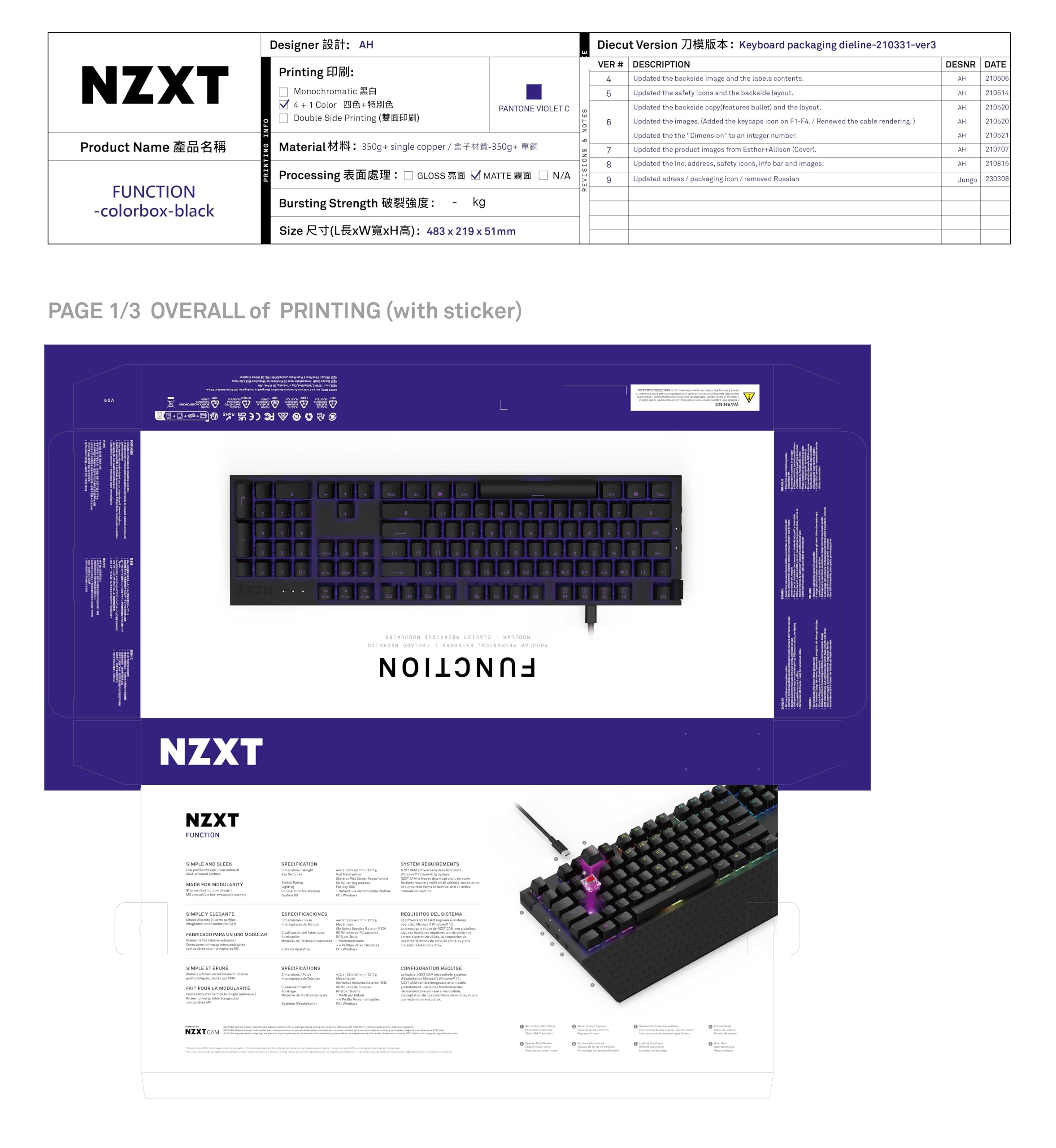 NZXT USB Function TKL – Tenkeyless Gaming Keyboard – Gateron Red Mechanical Switches: Linear, Fast, and Quiet – Hot-Swappable – RGB Backlit – Aluminum Top Plate – Wrist Rest – Black