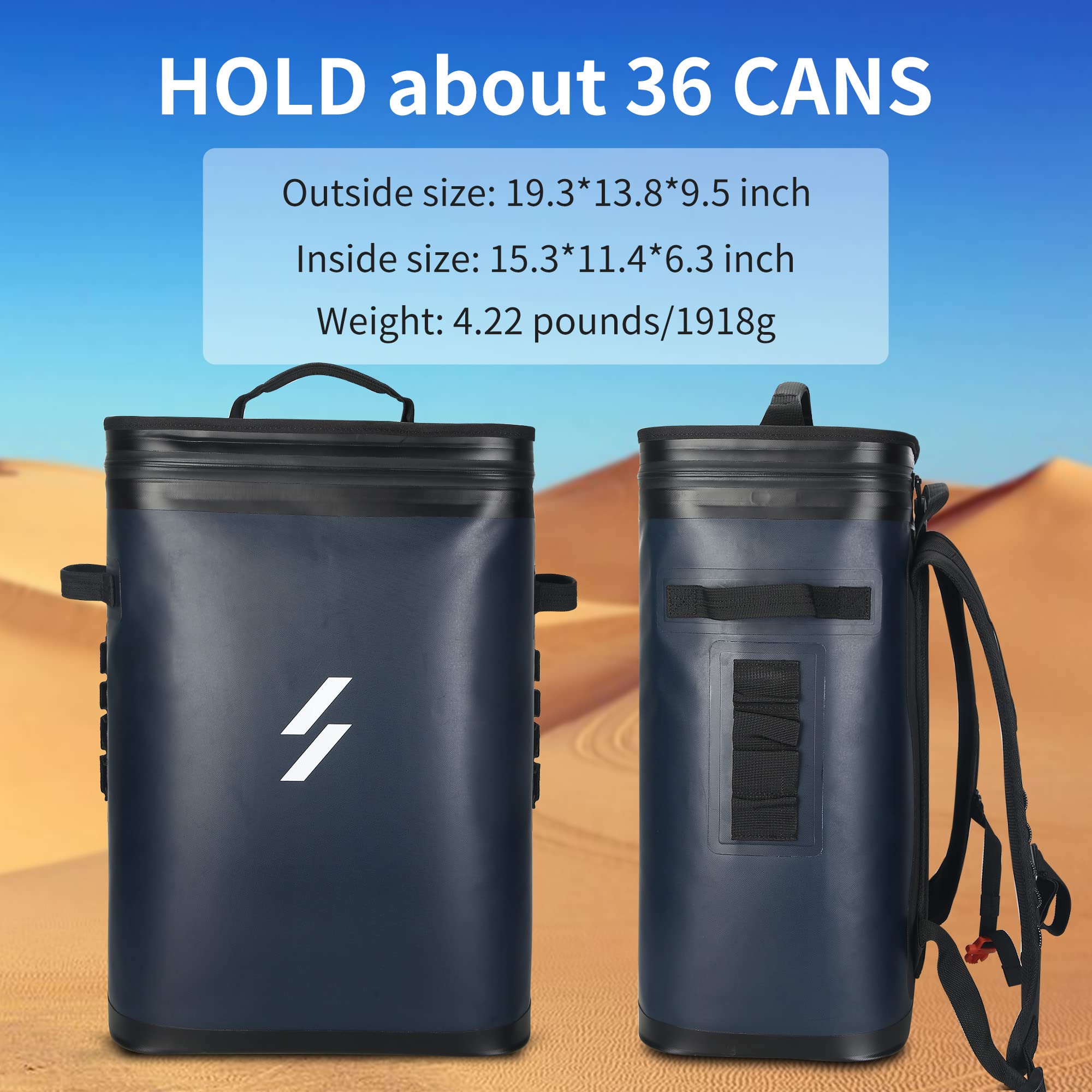 AigCloud Cooler Bag, Keeps Cool 72 Hours, 36-Can Insulated Soft Cooler, Large Collapsible Waterproof Cooler Bag Lunch Coolers for Picnic, Beach, Work, Trip