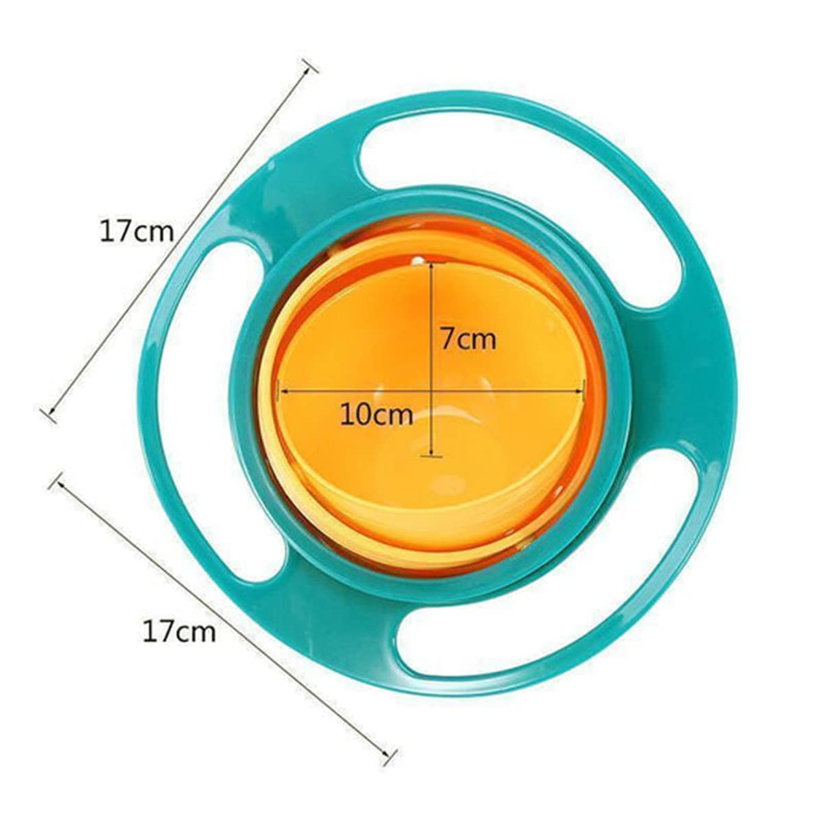 Baby Universal Gyro Bowl,Magic Gyro Bowl 360 Degree Rotate Spill-Proof Bowls with Lid Plastic Creative Dishes Practice Feeding Bowls (Blue*3)
