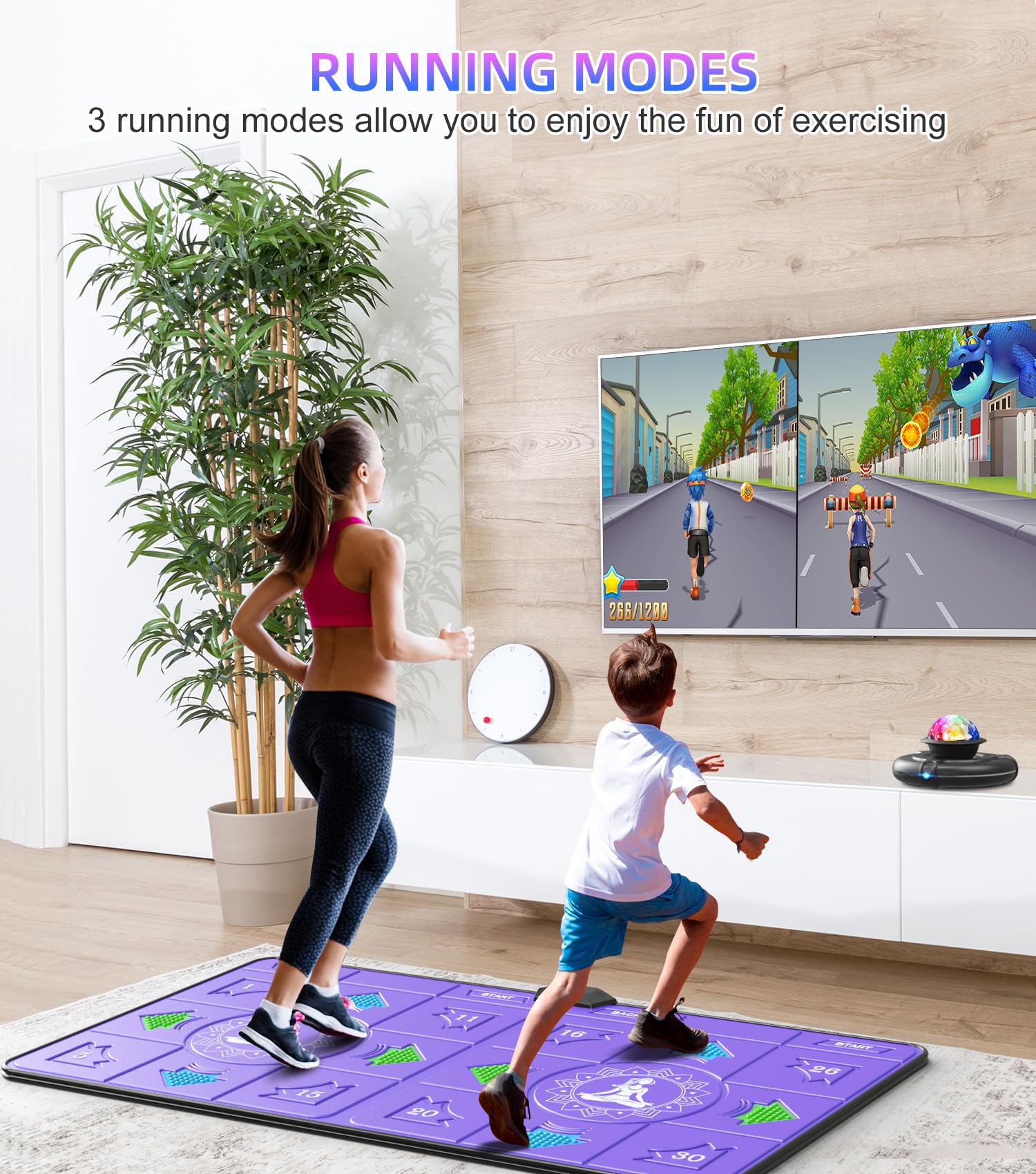 FWFX Dance Mat for Kids and Adults, Exercise & Fitness Dance Pad Game for TV, Double User Wireless Dancing Mat, Musical Electronic Dance Mats with HD Camera, for Girls & Boys Ages 6+
