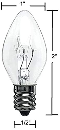 Creative Hobbies® Box of 25 Light Bulbs, Ceramic Opaque Orange, Steady Burning, 7 Watt Incandescent, C7 Candelabra Base - Great for Christmas Strings and Halloween