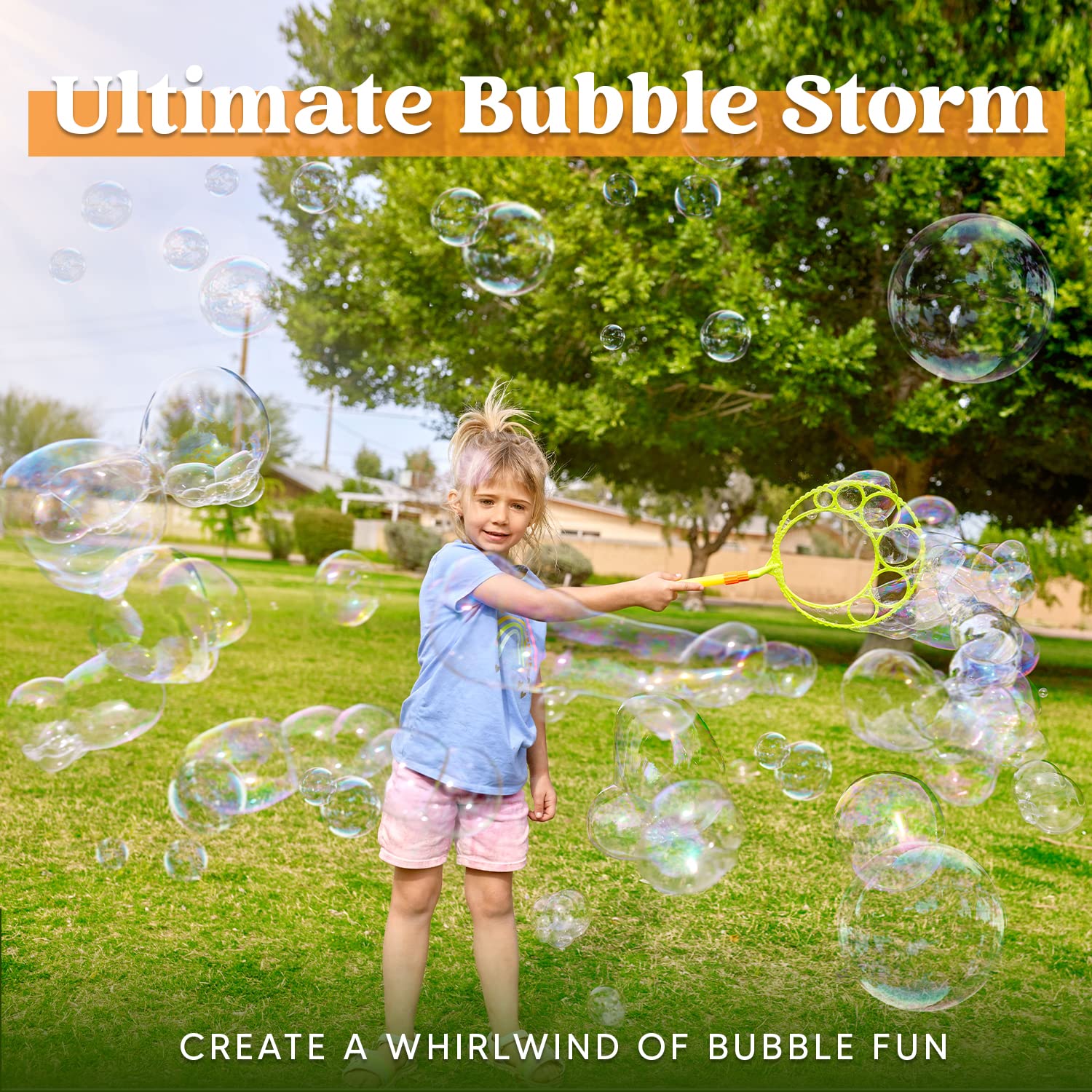 JOYIN Big Bubble Wands Set Bulk for Kids Summer Outdoor Activity Party Favors, 18 Pcs Giant Bubble Maker with Tray, 12" Large, 6 Pcs Solution Suitable for All Age People