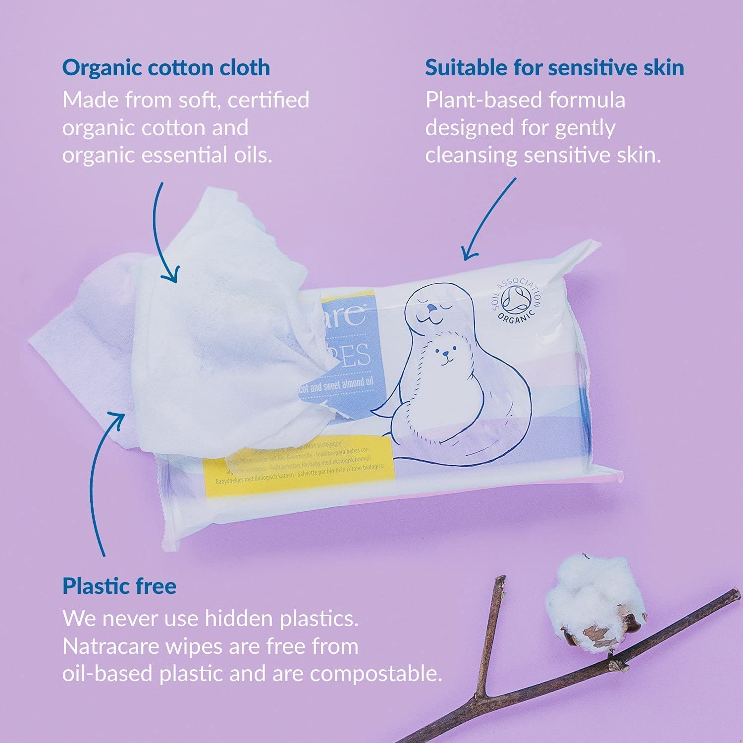 Natrcare LLC 0112 Organic Baby Wipes 50 Count(Pack of 2)