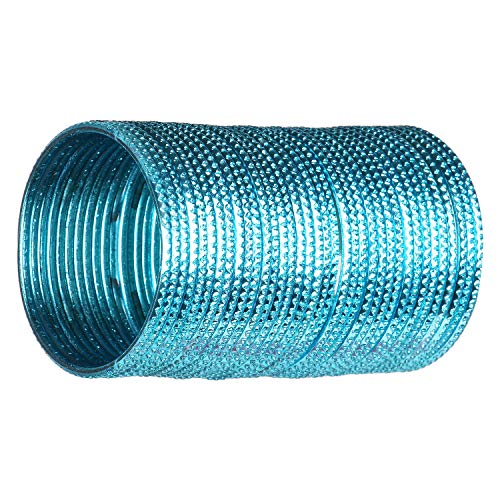 Accessorisingg Indian Ethnic Set of 36 Shinning Metal Bangles in Light Blue for Girls/Women