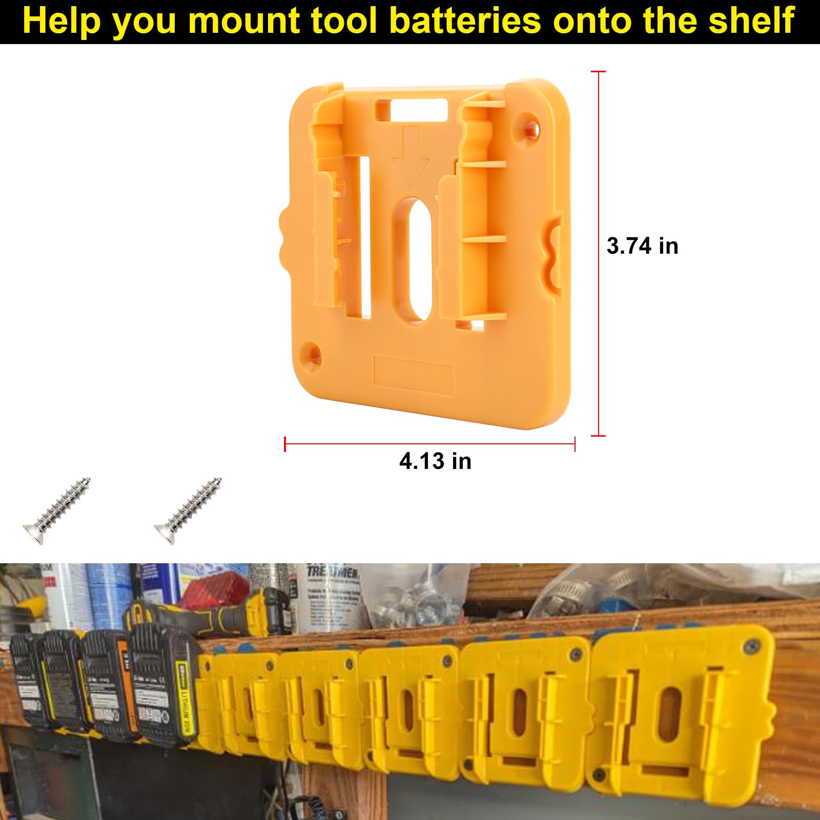 Biswaye 5-Pack Battery Dock Holder Compatible with DeWalt 20V Max Battery Holder, Wall Mount Batteries Storage for Work Van, Shelf, Toolbox