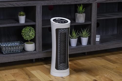 Comfort Zone Electric Oscillating Digital Tower Space Heater with Digital Thermostat, Built-in Overheat Sensor, and Power Indicator Light, Ideal for Home, Bedroom, & Office, 1,500W, CZ457EWT