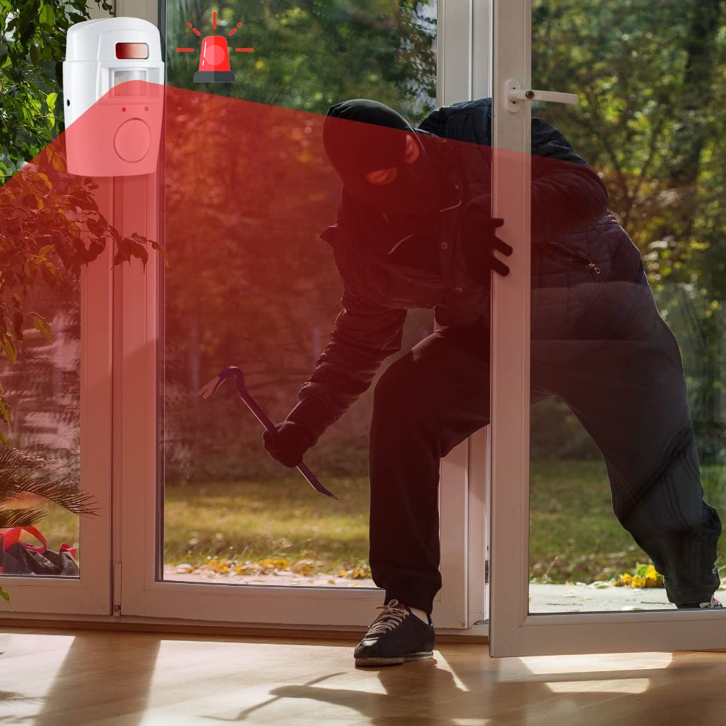 Mengshen Infrared Motion Sensor Alarm - Burglar Alarm with 2 Remote Controls, Suitable for Home/Garages/Shops, H88