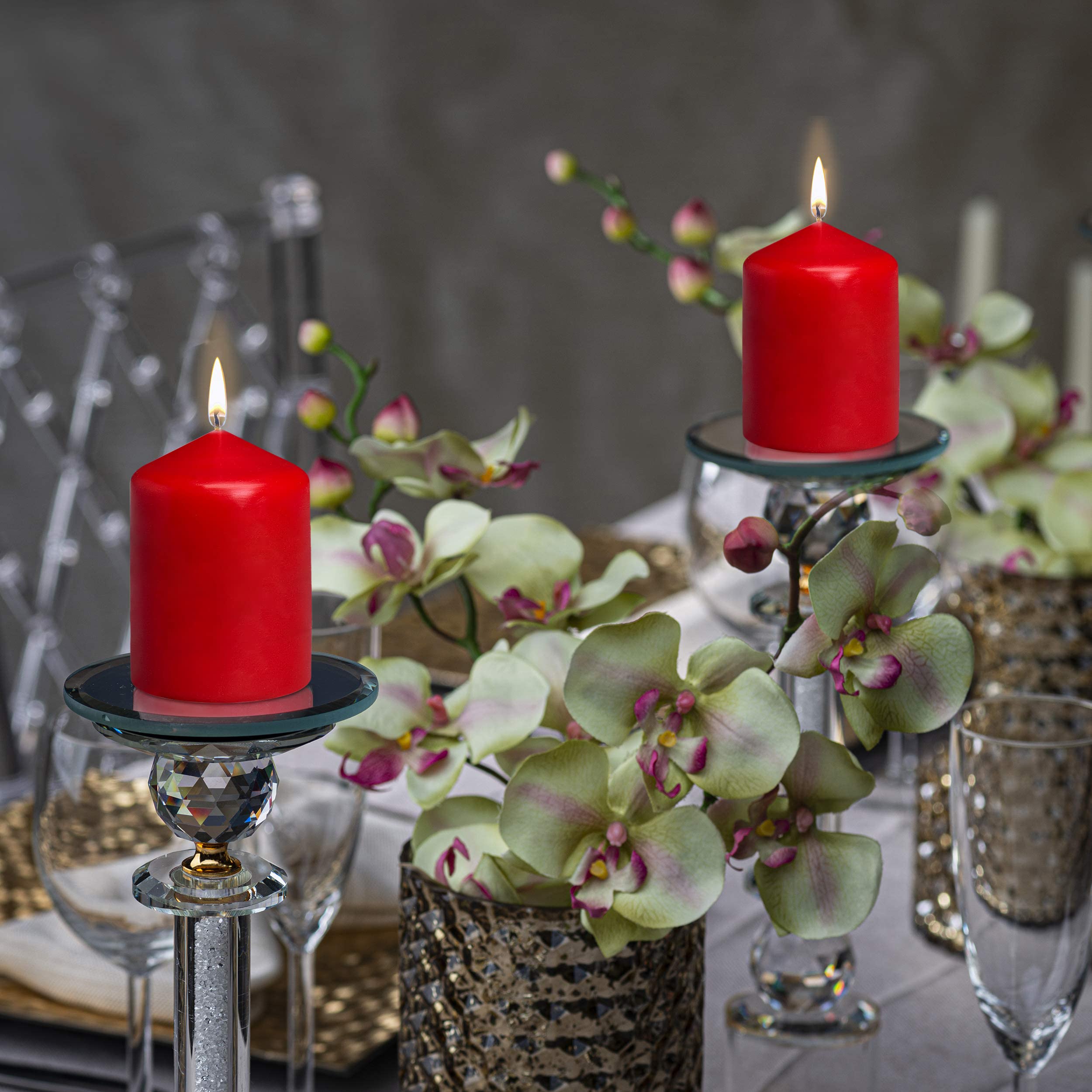 BOLSIUS 10 Red Pillar Candles - 2.25 x 6 Inches - Premium European Quality - Individually Wrapped - 42 Hours Burn Time - Dripless Smokeless Unscented Dinner, Wedding, Party, & Restaurant Candles
