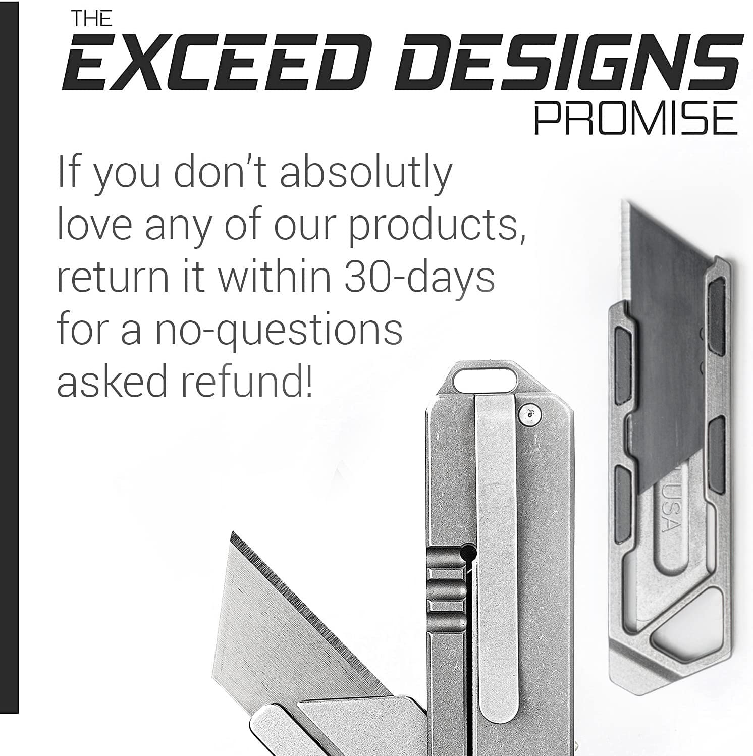 Exceed Designs TIRANT RAZOR-M 3.0 Magnetic Slide (Stonewashed) 6Al-4V Titanium Utility Knife & Pry Bar, EDC Knife, Box Cutter, MADE IN USA (Jet-Black Magnets/NO Clip)