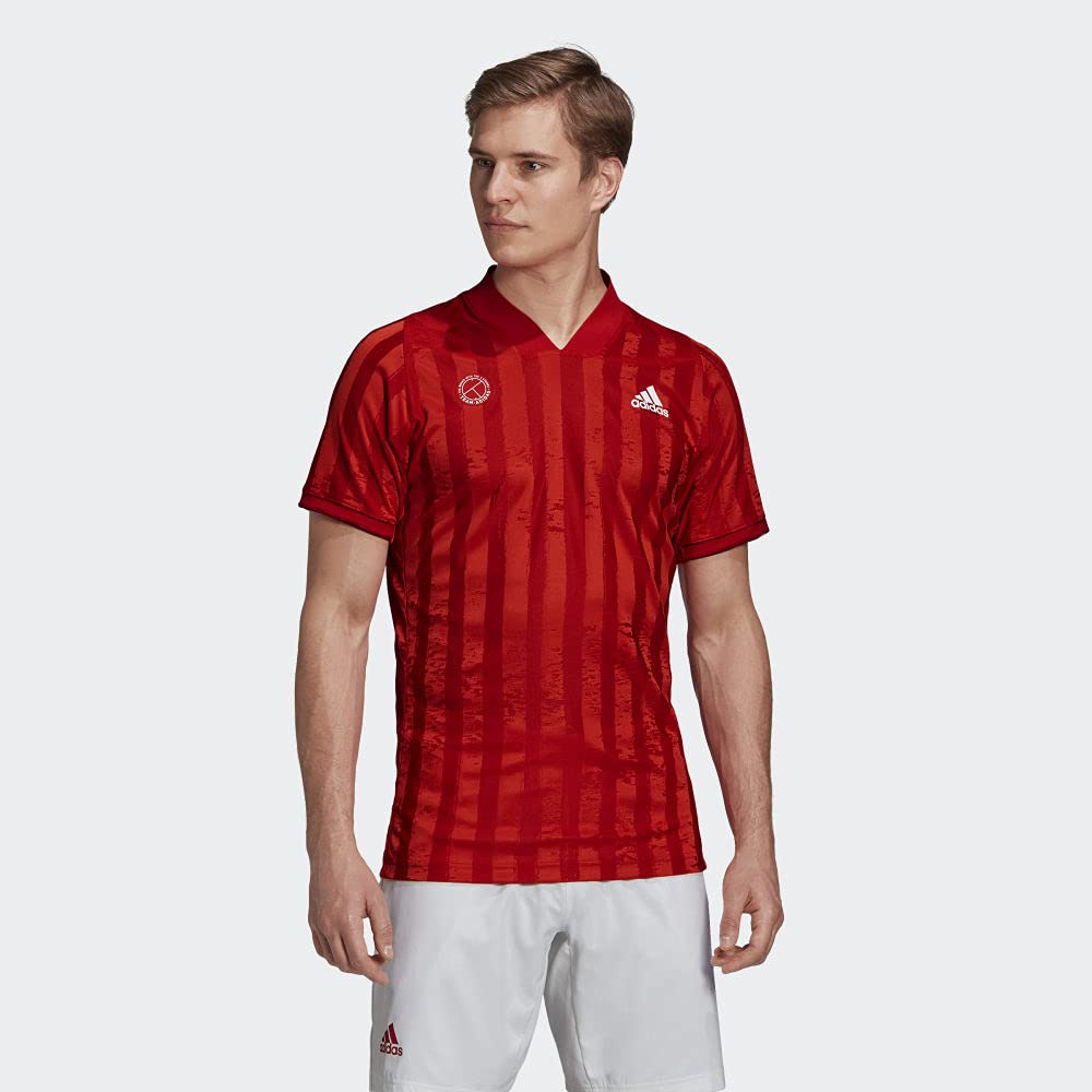 adidas Male Freelift Engineered Aeroready Tee , Scarlet/White , S
