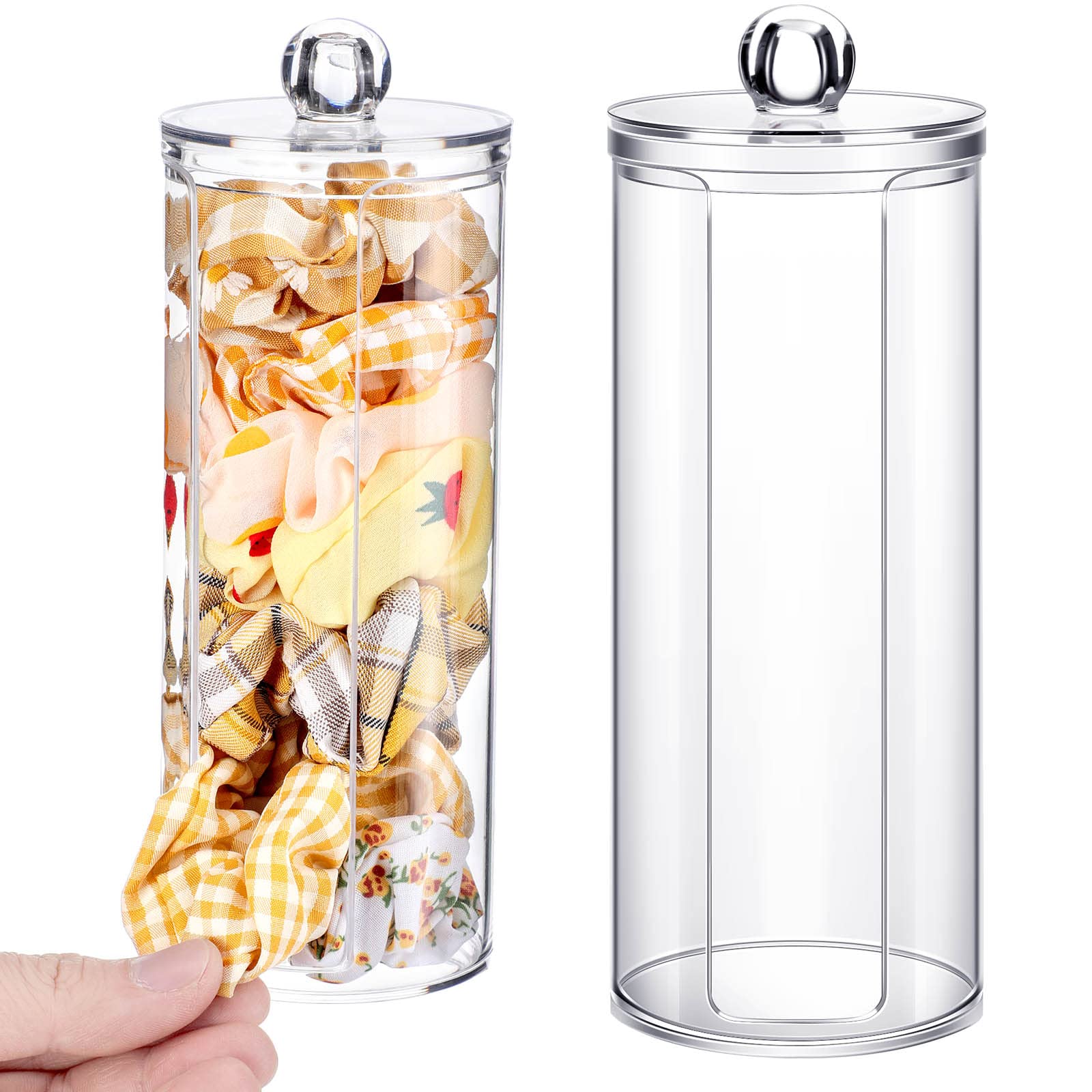 CHENGU 2 Pcs Christmas Acrylic Scrunchie Holder Organizer for Women 5.74 x 2.6 Inches Clear Scrunchie Holder Stand Hair Ties Organizer Scrunchie Storage Display for Xmas Hair Accessories Gift Holder