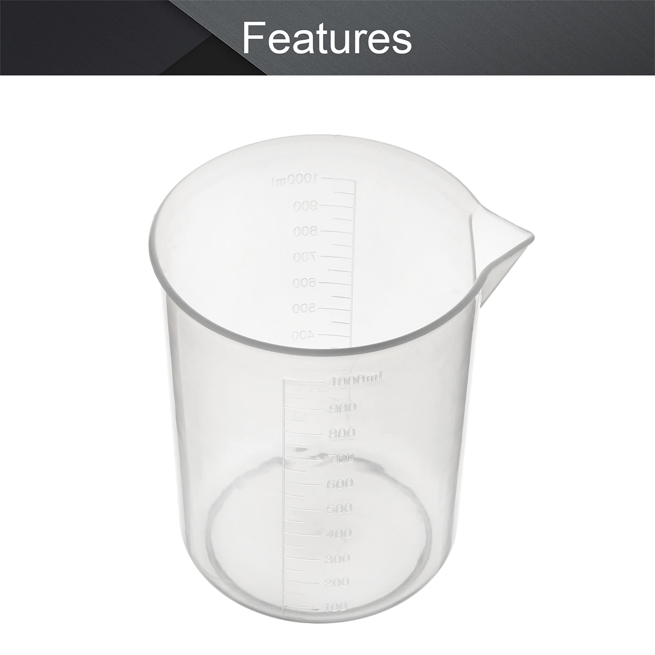 Othmro Measuring Cup 1000ml PP Plastic Graduated Beaker Transparent for Lab Kitchen Liquids 3pcs