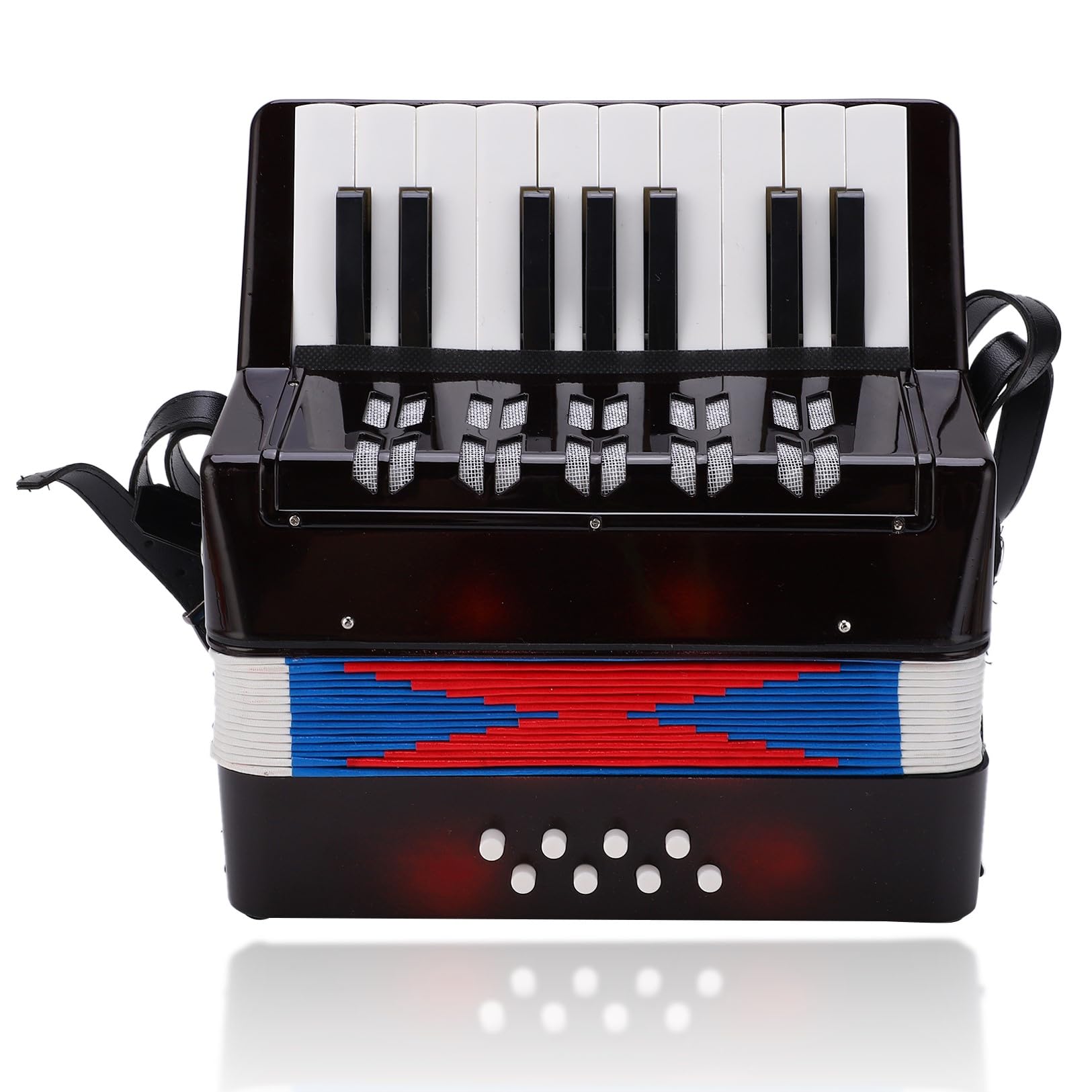 Accordion,17 Keys 8 Bass Accordion Instrument For Music Lover Accordian Mini Accordion With Adjustable Straps And Softer Sound Portable Musical Instrument For Music Beginner,Black