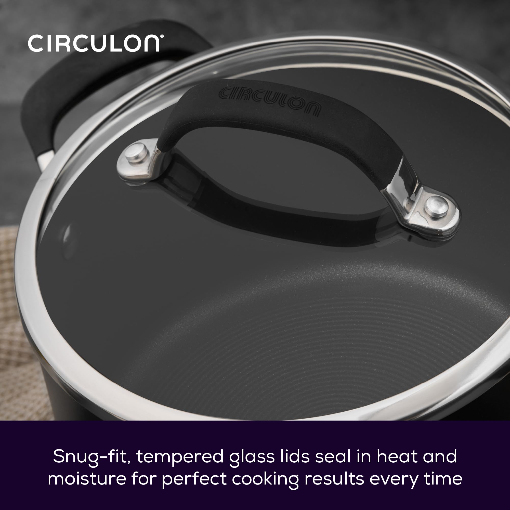 Circulon Premier Professional Hard Anodised 20/28 cm Frying Pan Twin Pack Set, 2-Piece - Black